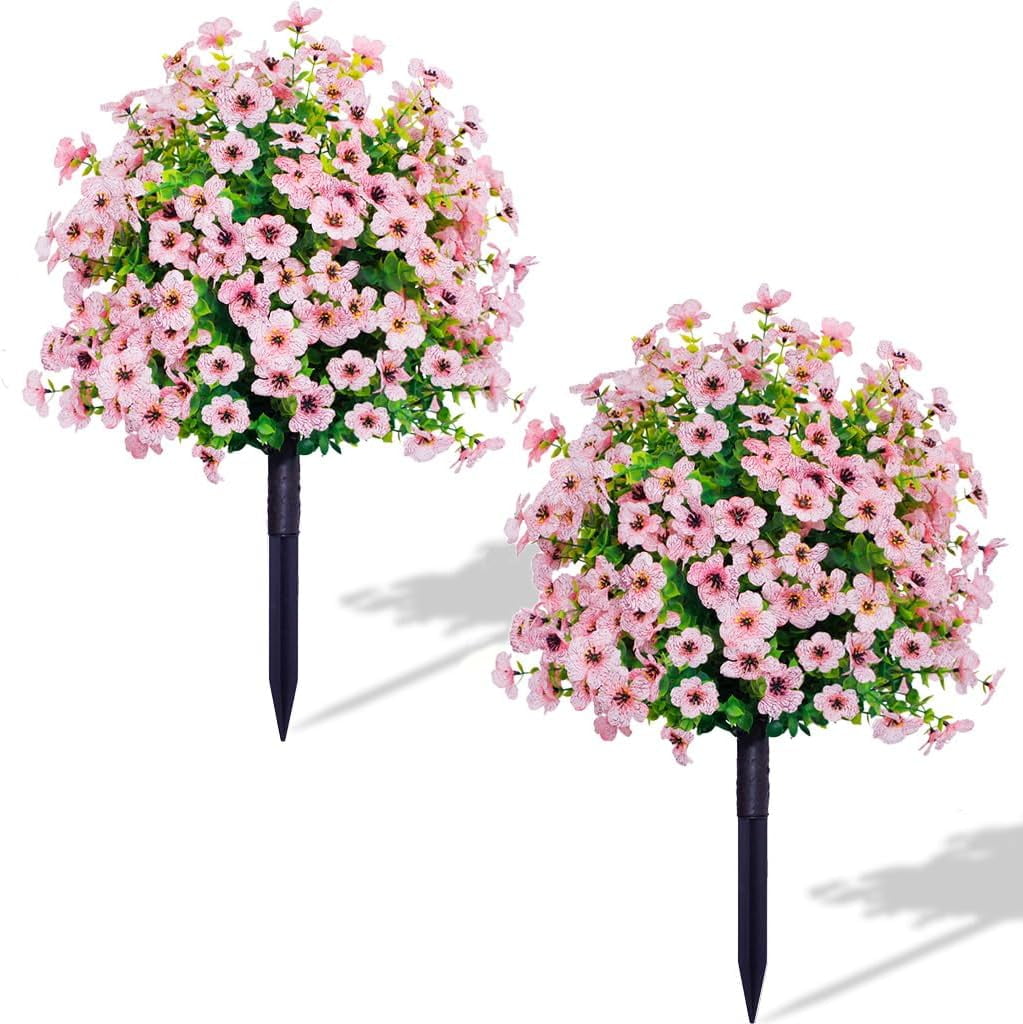23in Artificial Violet Ball Topiary Trees with Ground Spikes, 2 Pack ...