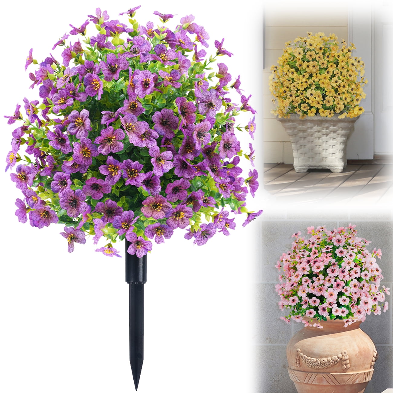 23in Artificial Violet Ball Topiary Trees with Spikes,UV Resistant Faux ...