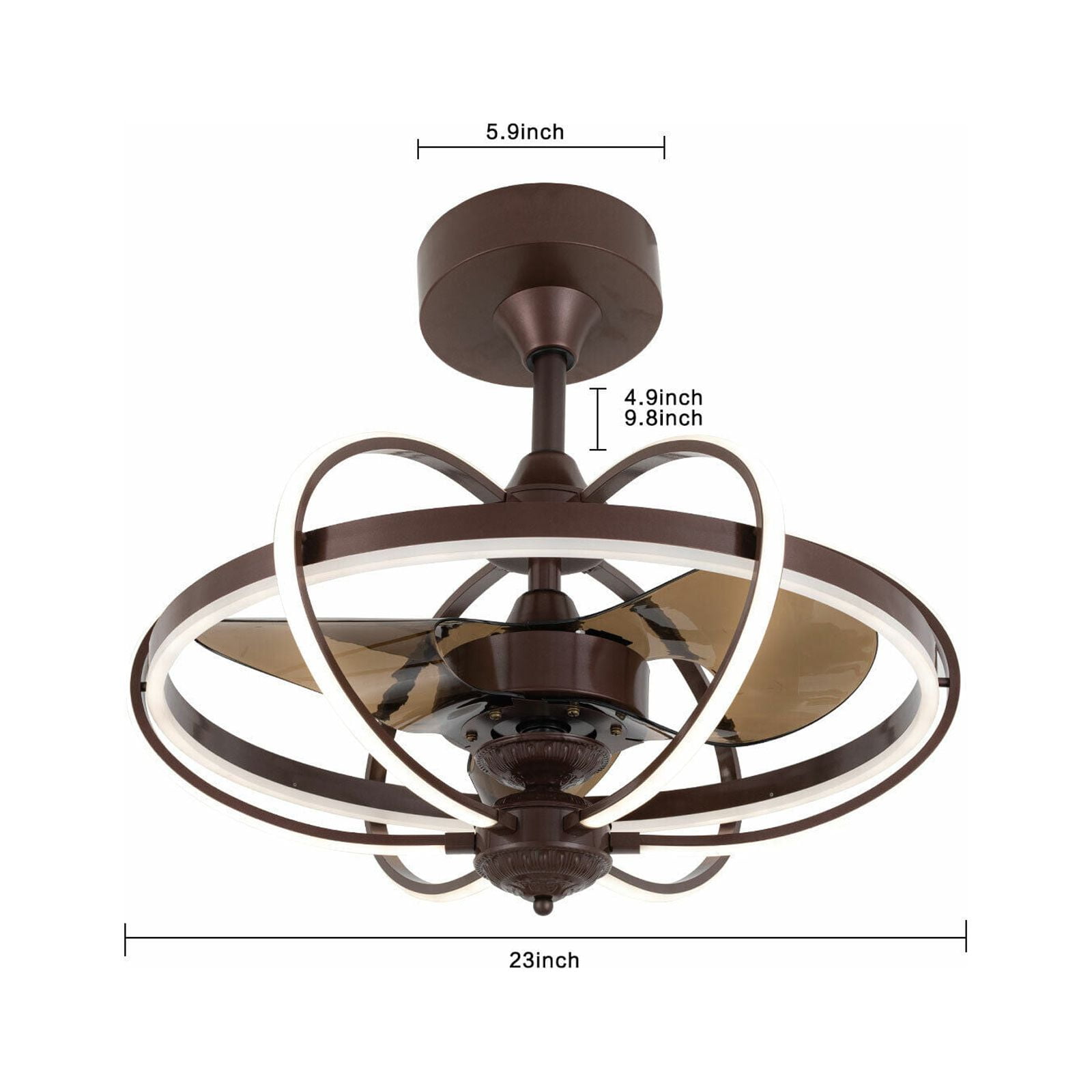 23in Modern Indoor Ceiling Fans LED Ceiling Lights 3 Speed W/Remote ...