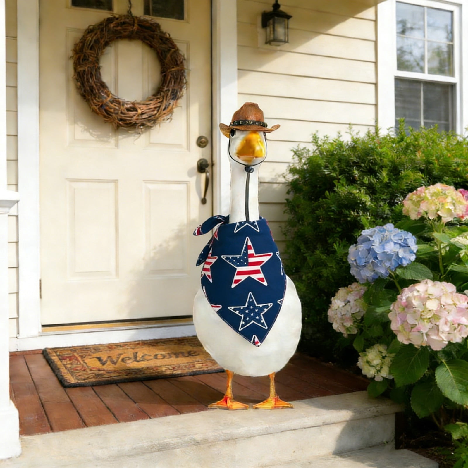 23in Porch Goose Costumes Triangular Scarf Cowboy Hat Set, White Goose ...