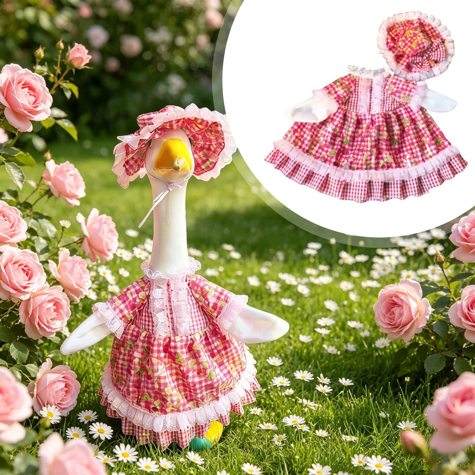 23inch Goose Outfits, Porch Goose Clothes, Duck Statue Dress with Hat ...