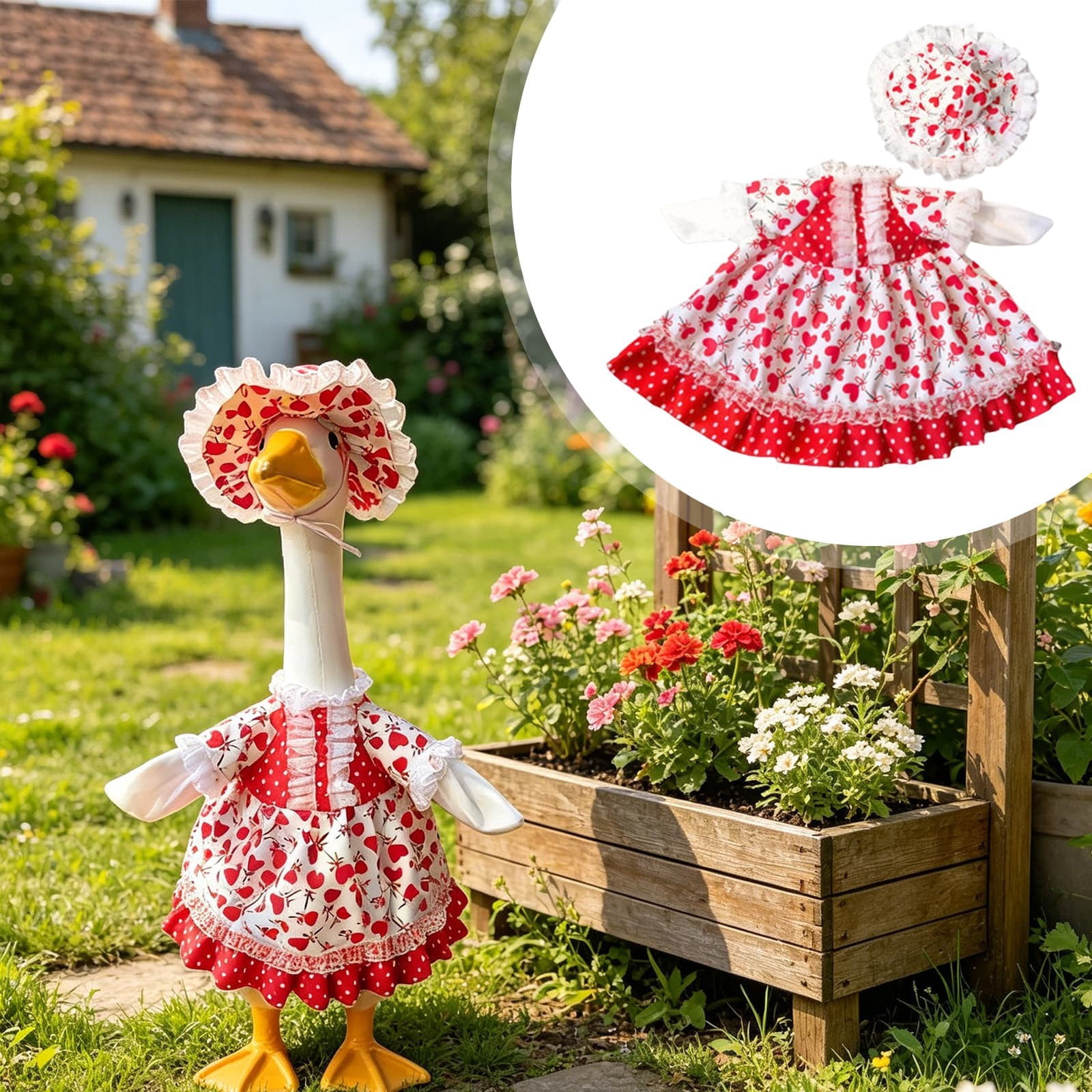 23inch Goose Outfits, Porch Goose Clothes, Duck Statue Dress with Hat ...
