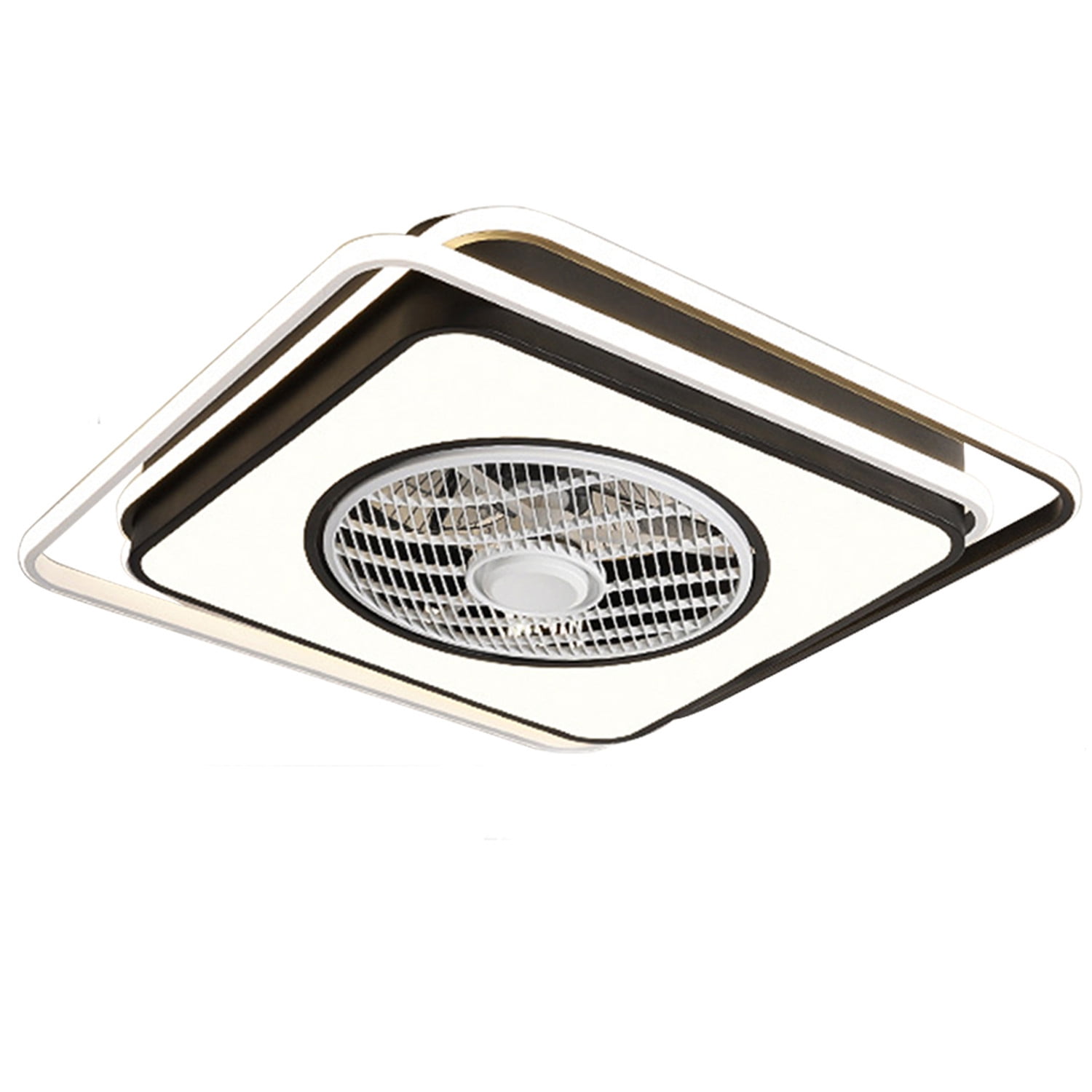 23inch Modern Square Flush Mount Ceiling Fan with Light ＆ Remote ...