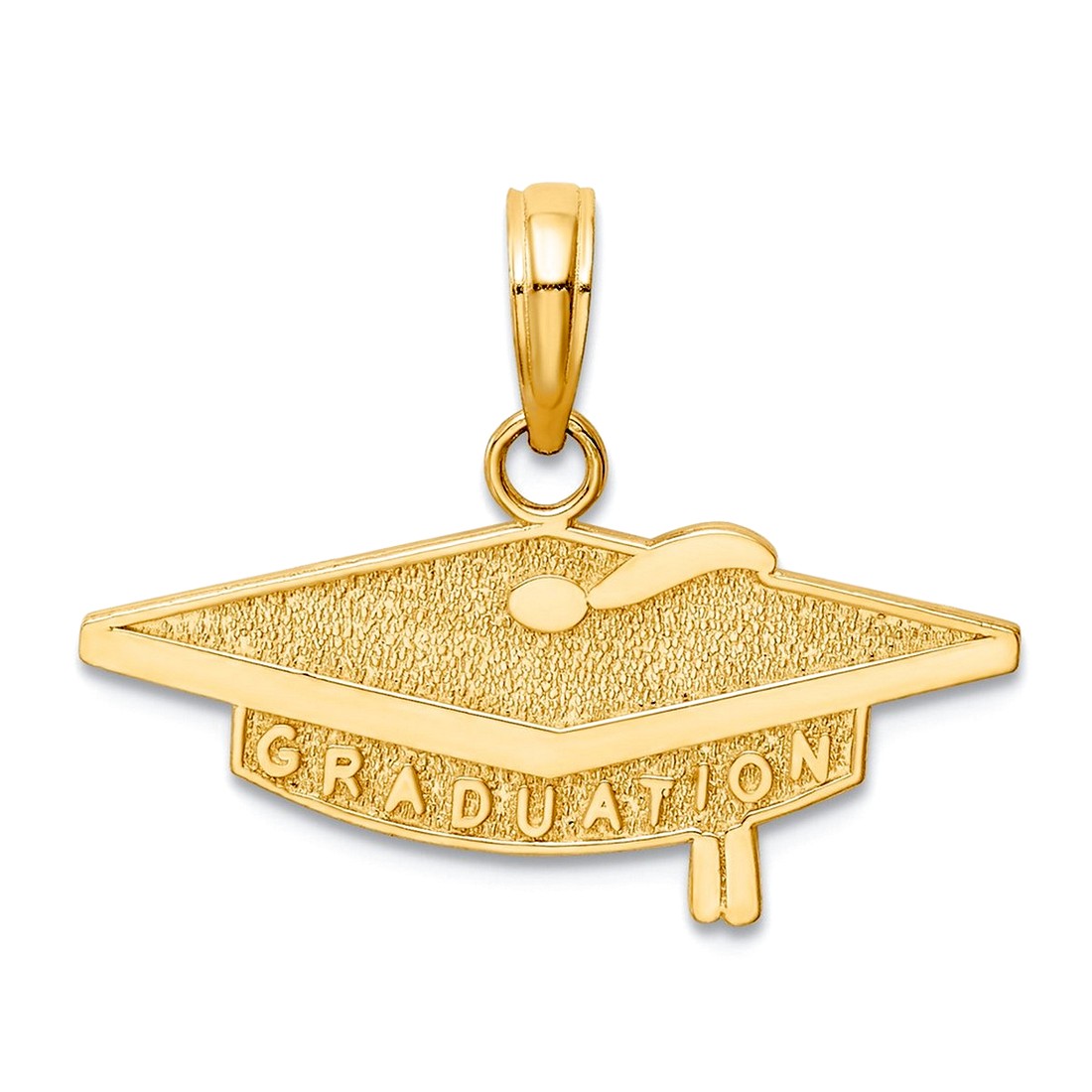 23mm 10k Solid Yellow Gold Graduation Charm Pendant Necklace for Women ...