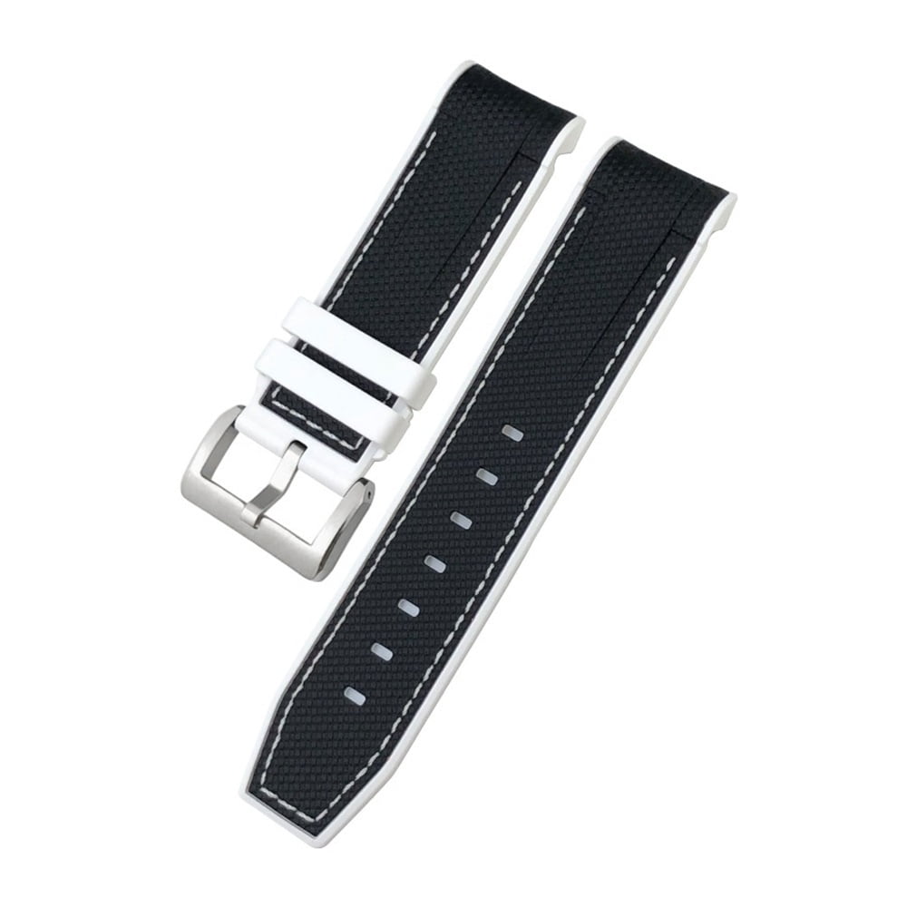 23mm 22mm Curved End Silicone Rubber Watchband Fit For Tudor Black Bay ...
