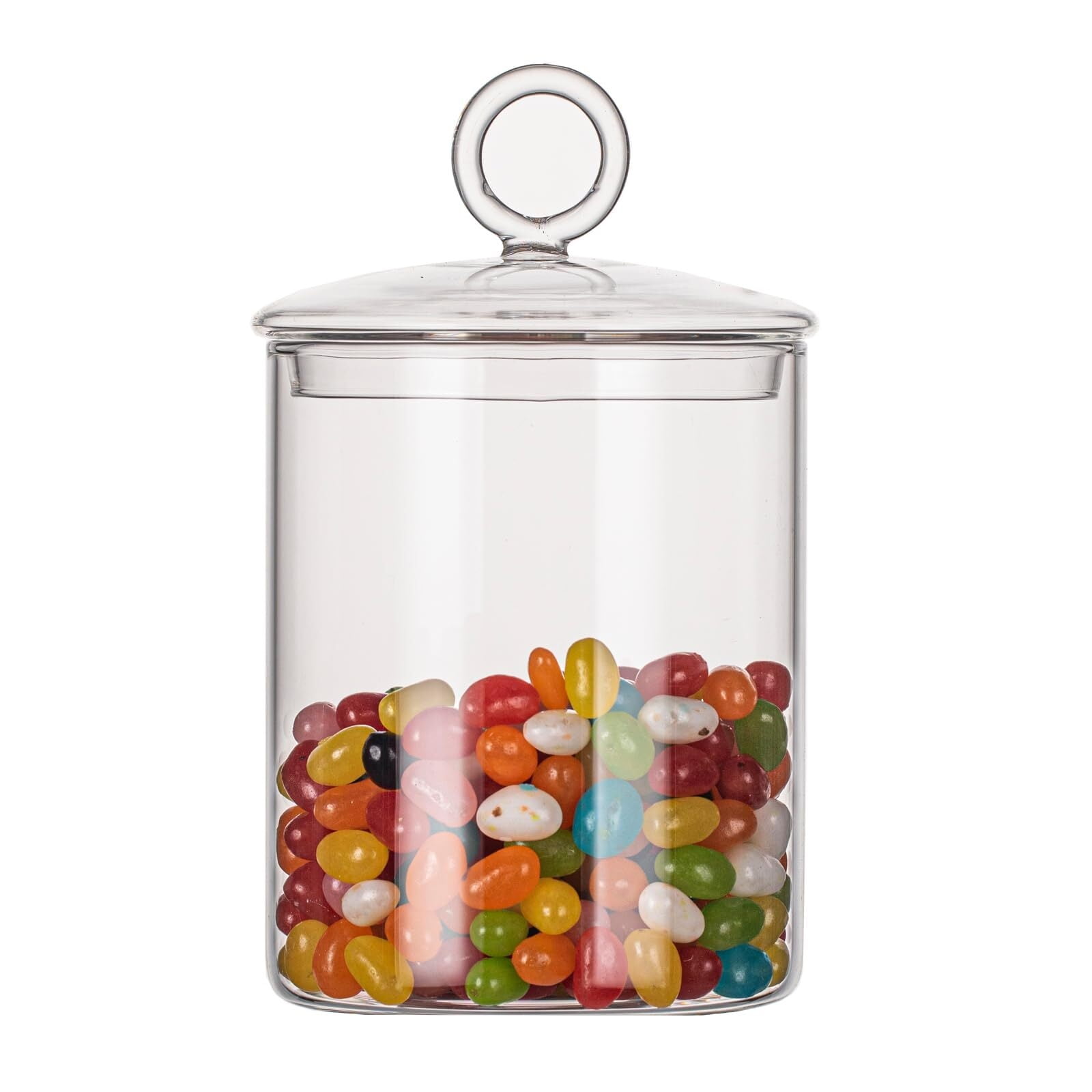 23oz Glass Candy Jar with Lid for Office Desk, Cookie Jar Food Storage ...