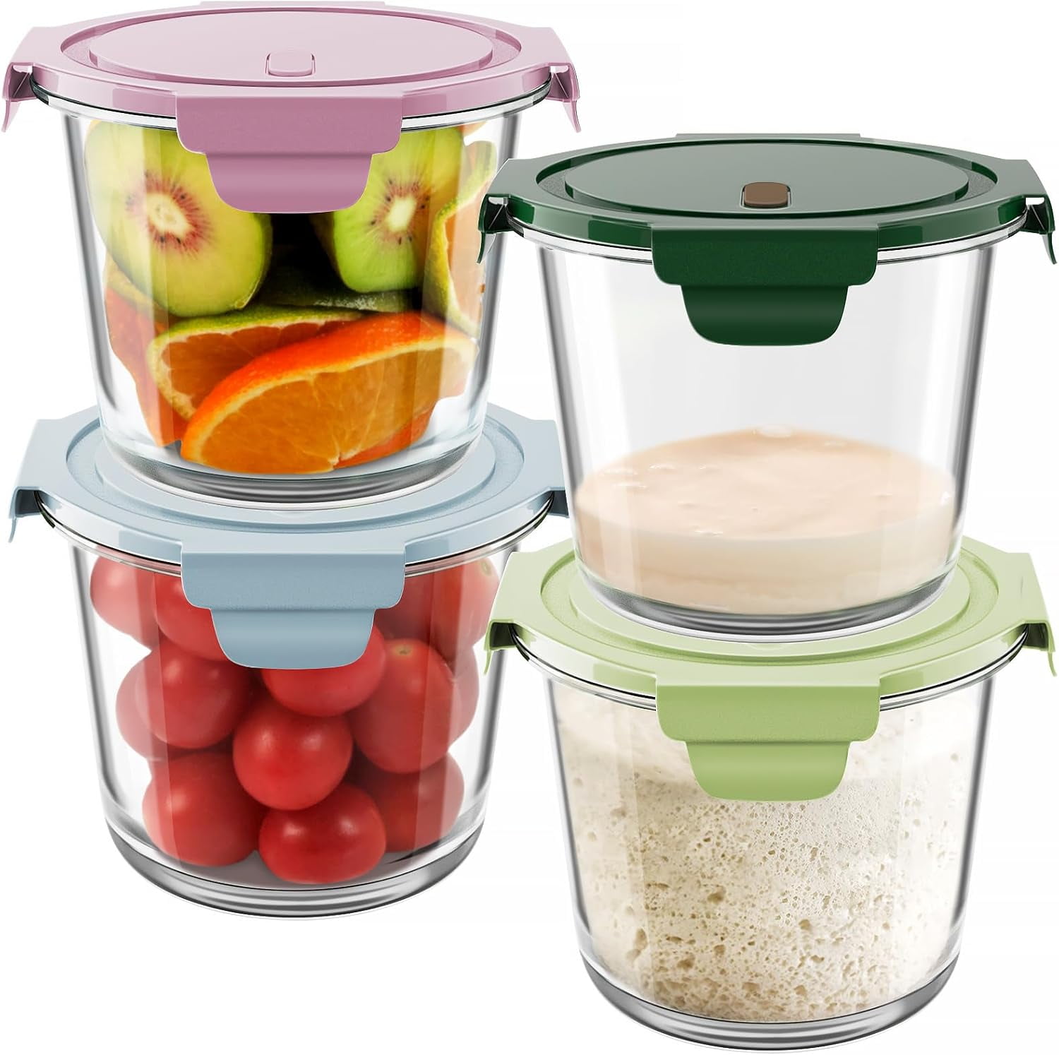 23oz Glass Meal Prep Containers with , Airtight 3-Cup Glass Storage ...