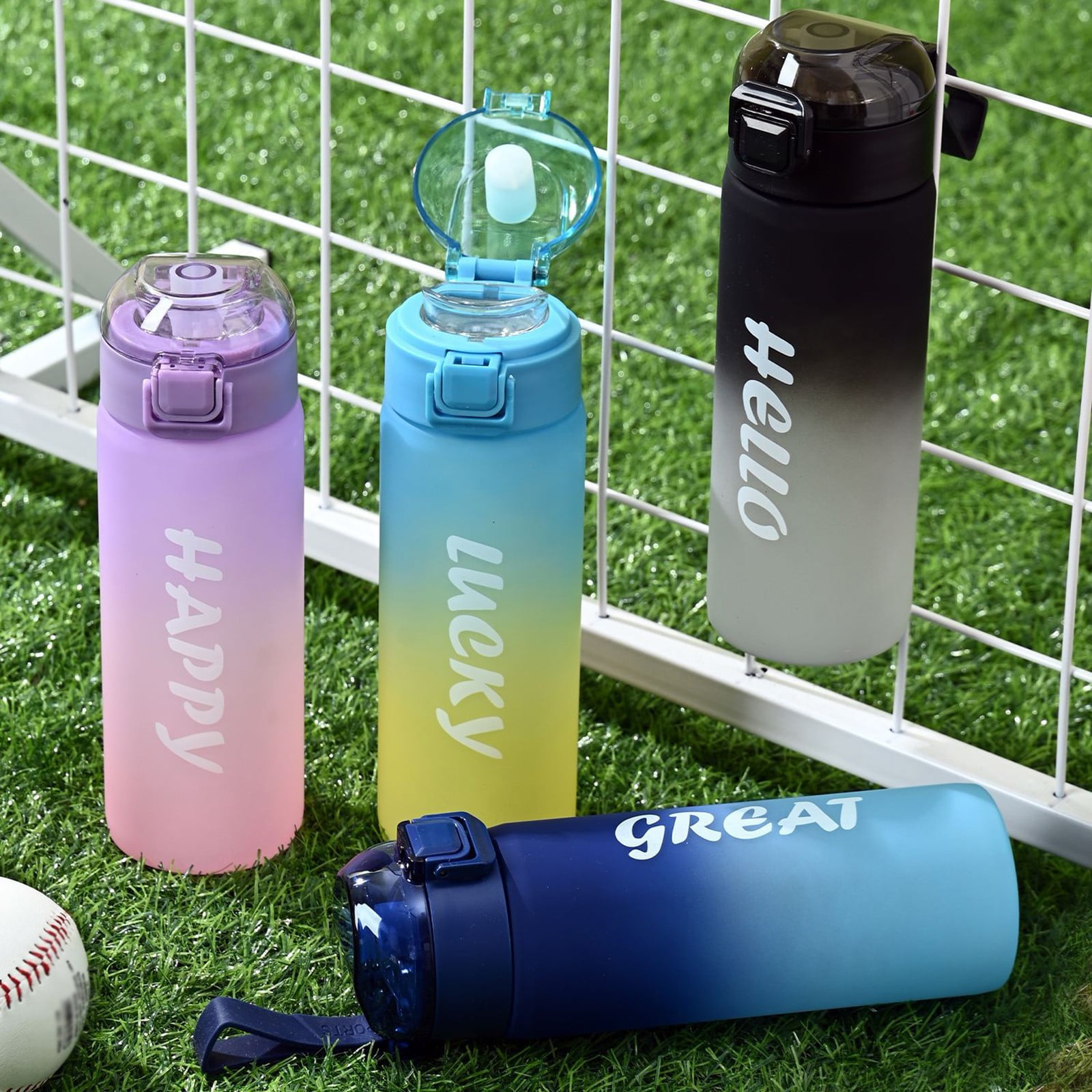 23oz Sports Water Bottle, 650ml Leakproof Summer Water Bottle with Lid ...