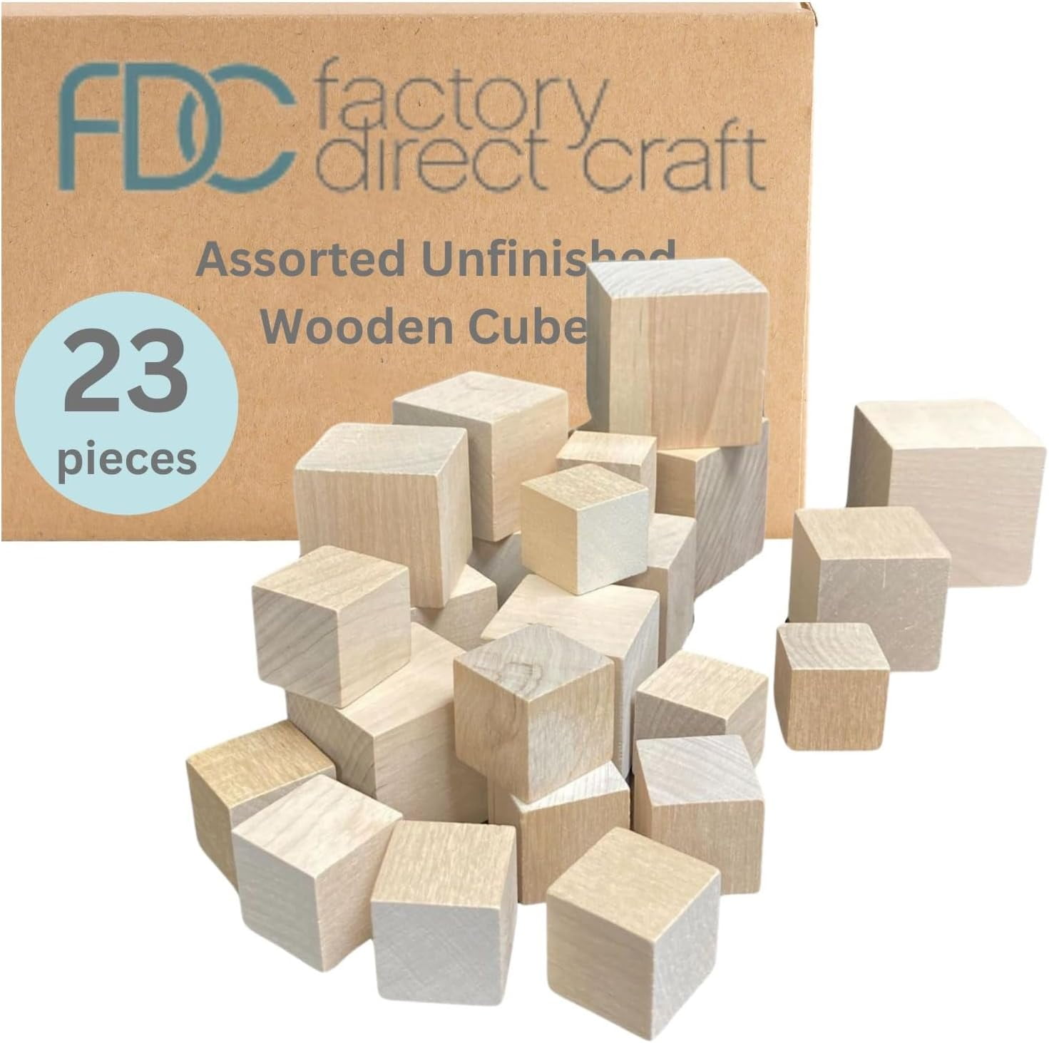 23pc Unfinished Wooden Cubes Assorted Sizes - for Crafts and Pixel Art ...