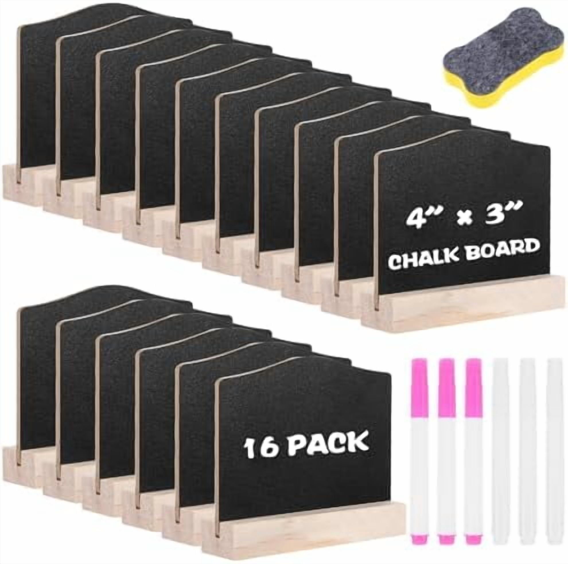 23pcs Mini Chalkboard Signs (4x3in) +16 reusable wooden ones: With ...
