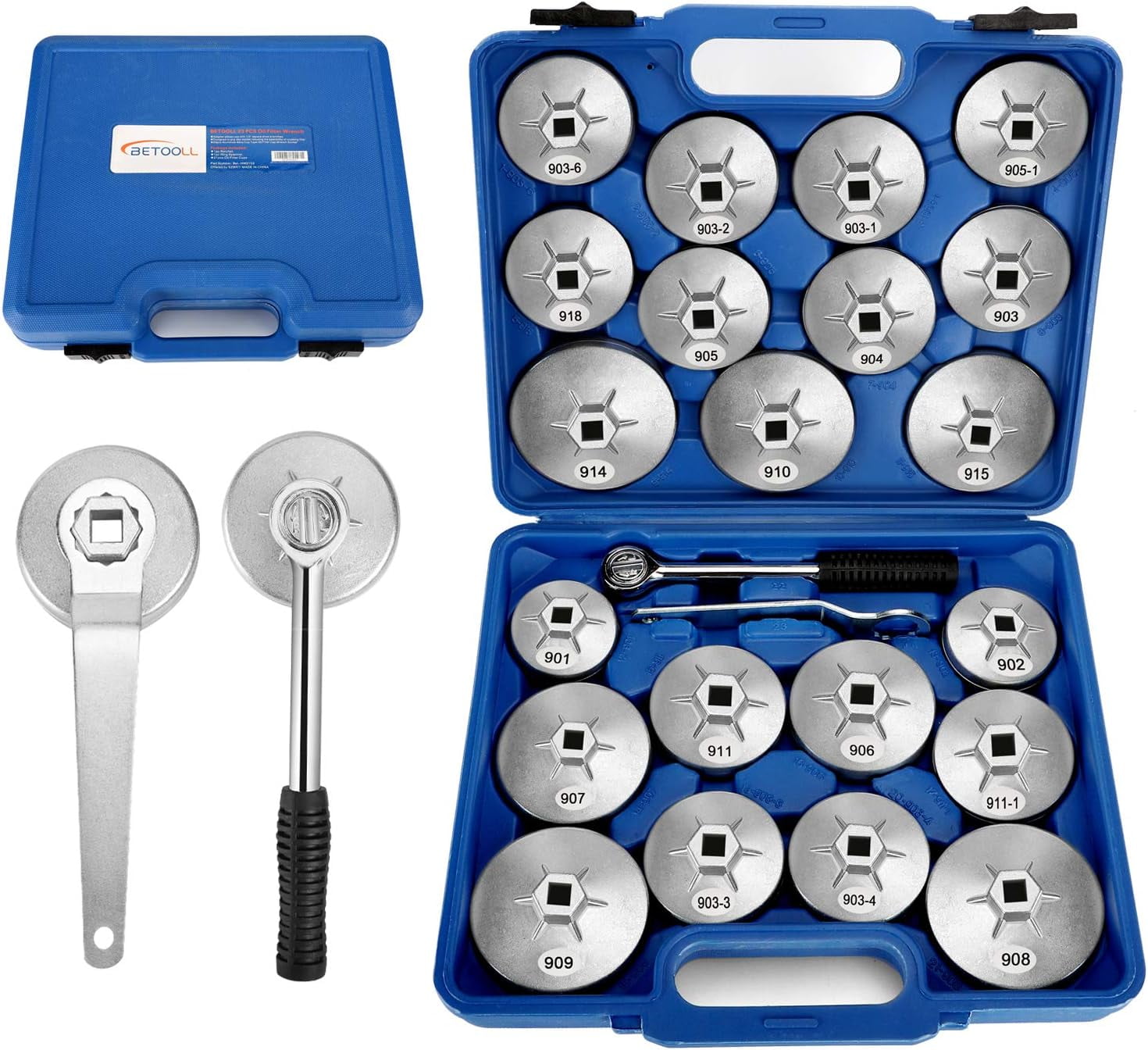 23pcs Oil Filter Wrench Set, Oil Filter Socket Set with 65, 67, 72, 73, 74, 75, 76, 79, 84, 89 ...