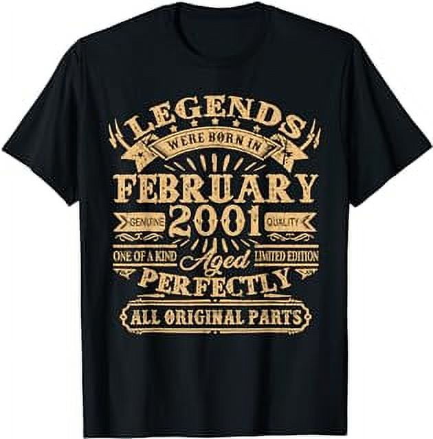23rd Birthday Gifts Legends Were Born In February 2001 Mens T-Shirt ...
