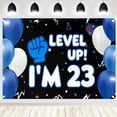 23rd Birthday Polyester Backdrop, Black Blue Gaming Style Party Photo ...