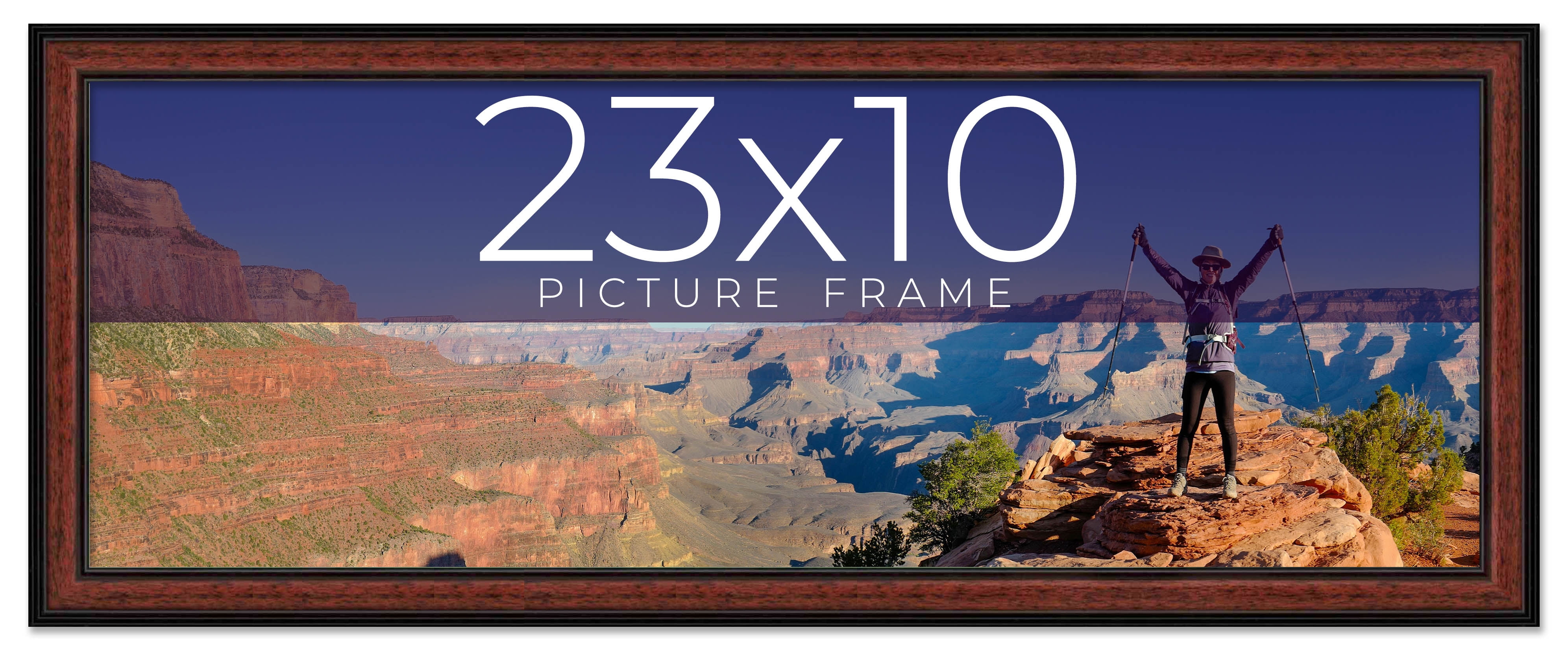 23x10 Frame Executive Brown Round Mahogany Finish Solid Wood Picture ...