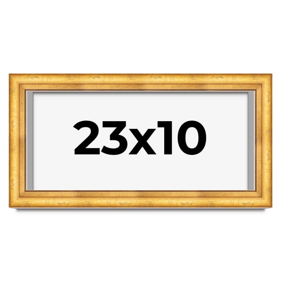 23x10 Shadow Box Frame Gold | 1.75 Inches Deep Real Wood Traditional ...