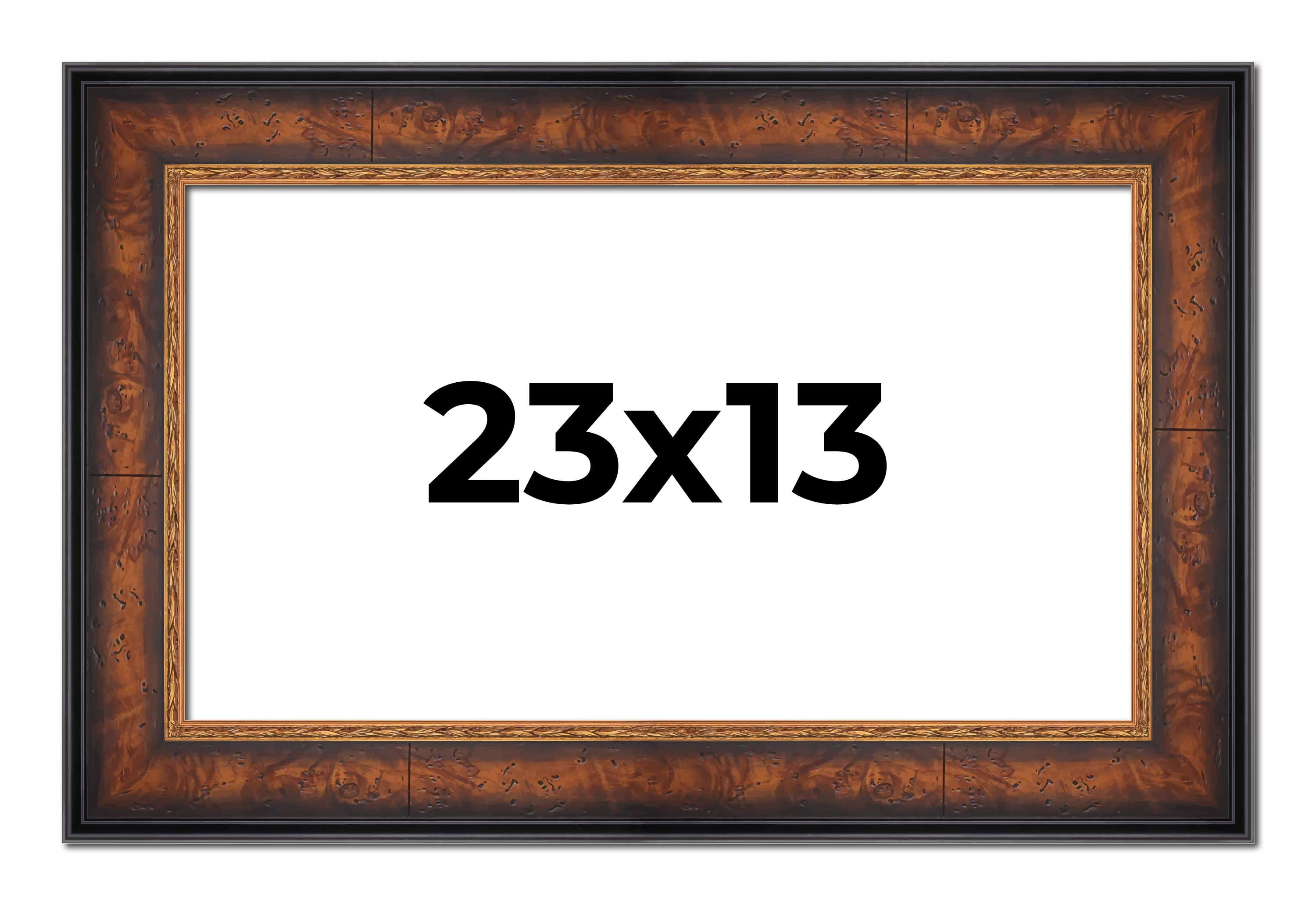 23x13 Frame Brown Walnut Gold Ornate Trim Solid Wood Plein Air Picture ...