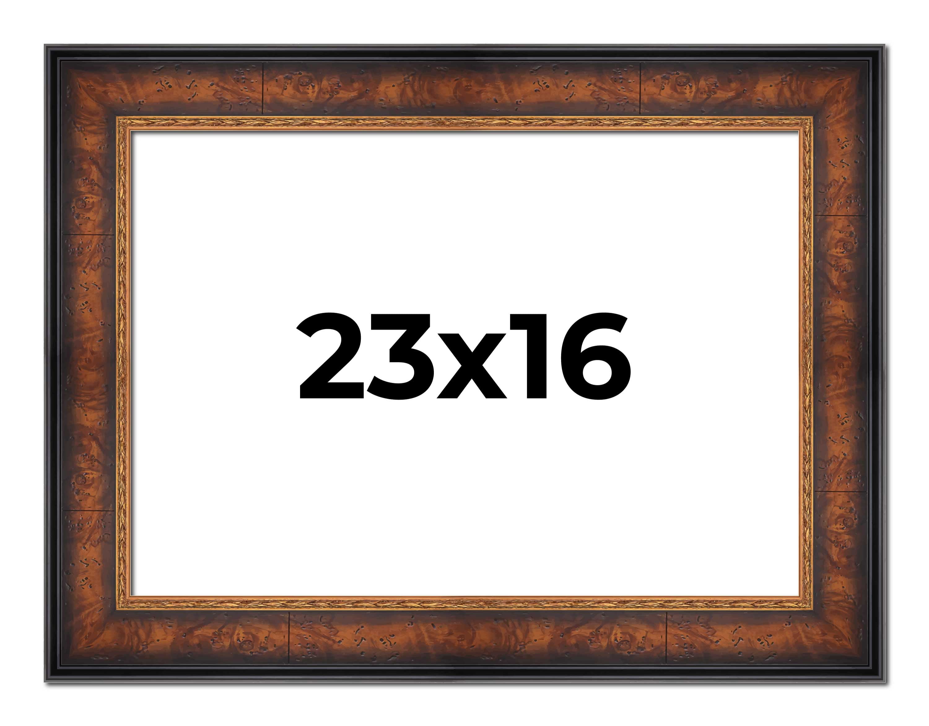 23x16 Frame Brown Walnut Gold Ornate Trim Solid Wood Plein Air Picture ...