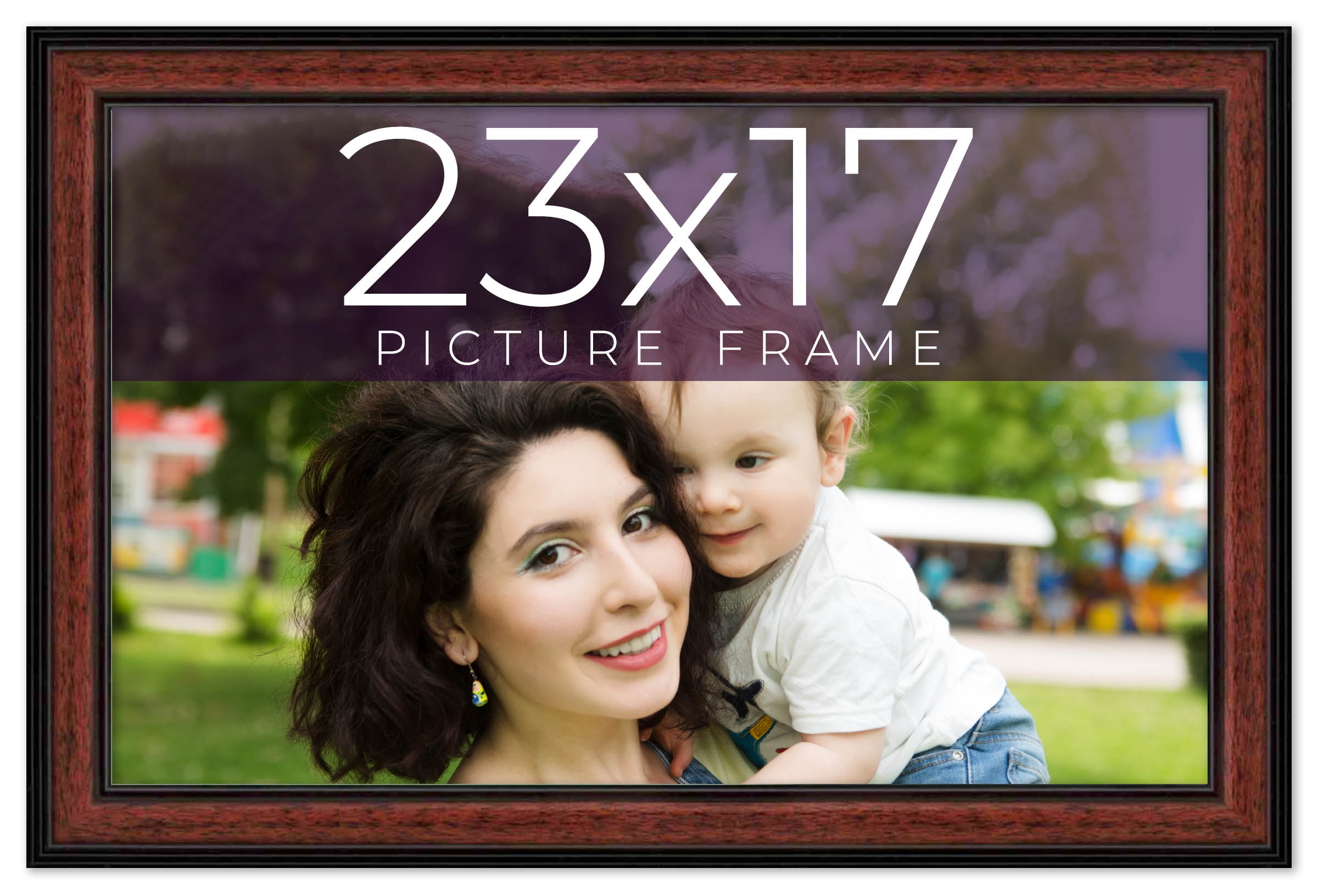 23x17 Frame Executive Brown Round Mahogany Finish Solid Wood Picture ...