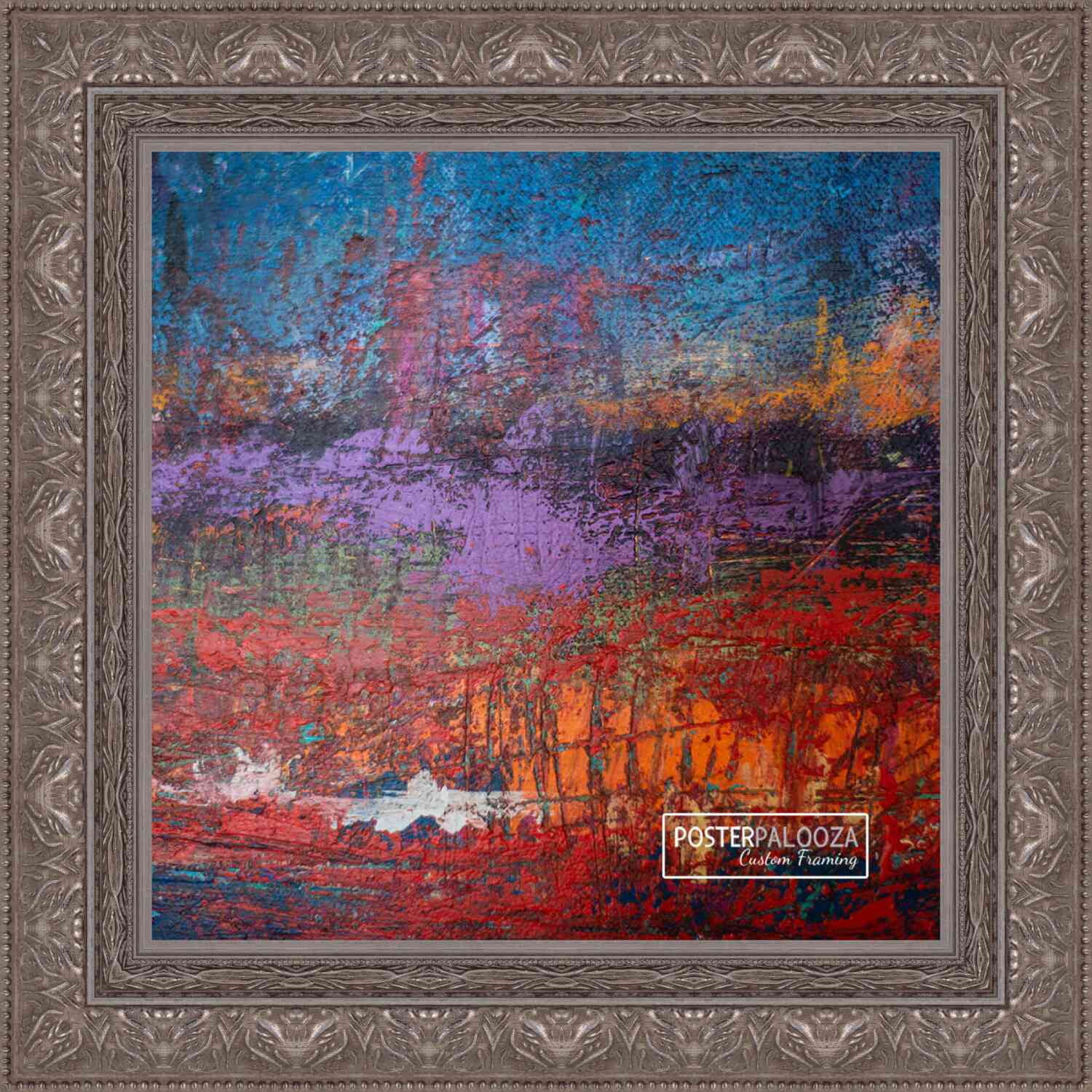 23x23 Museum Silver Picture Frame - UV Acrylic, Foam Board Backing ...