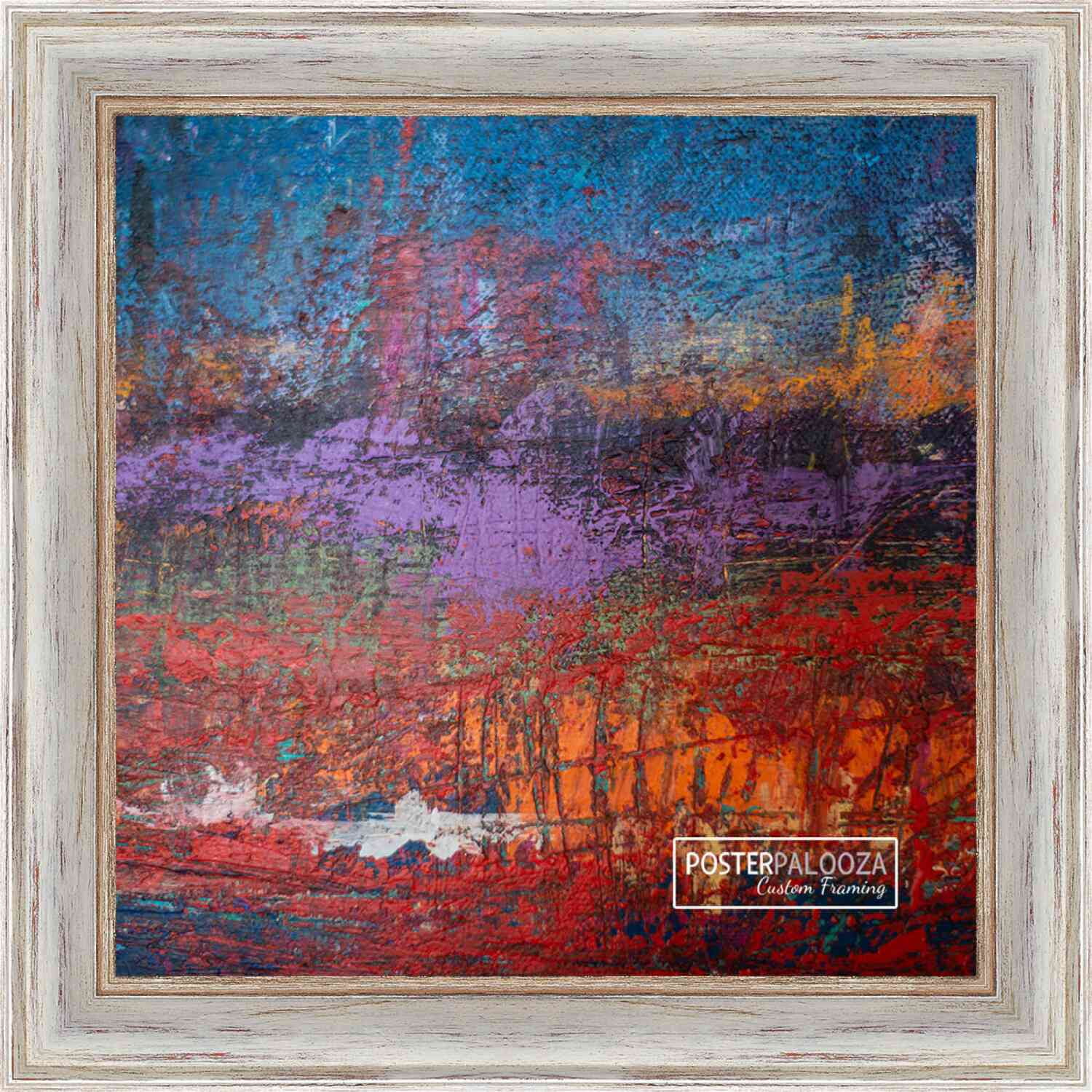 23x23 Weathered White Picture Frame - UV Acrylic, Foam Board Backing ...