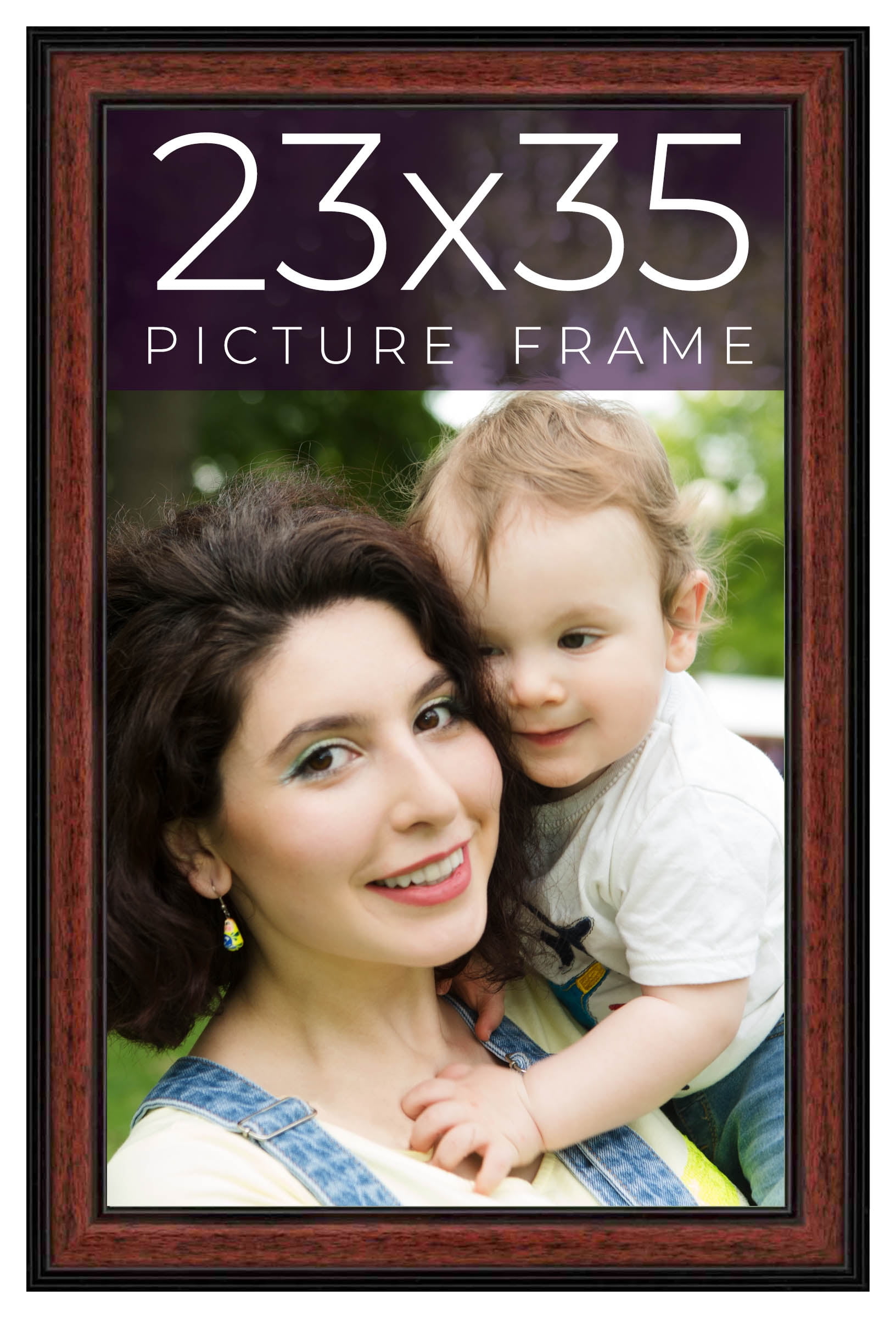 23x35 Frame Executive Brown Round Mahogany Finish Solid Wood Picture ...