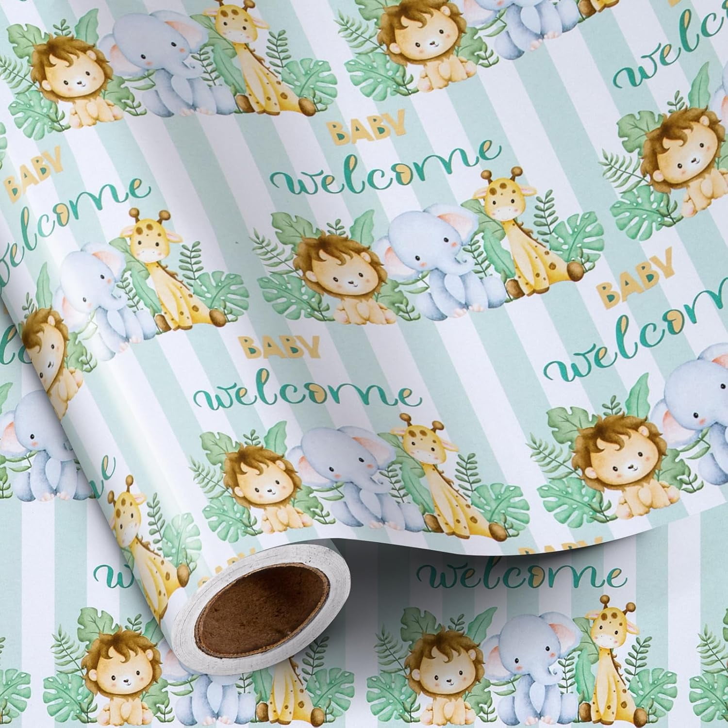 23x58 Inch Cute Wrap Paper Sheet Jungle Animal Wrapping Paper Roll for ...