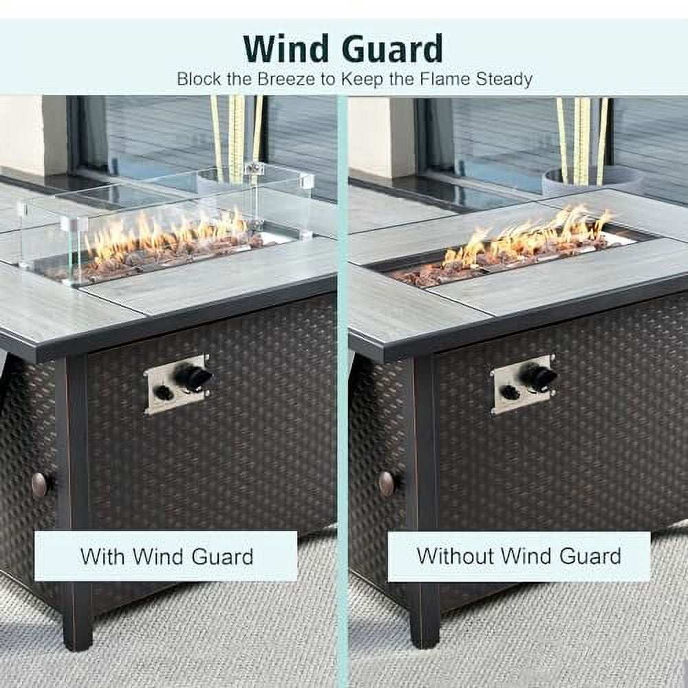 23x7x5.5 Fire Pit Glass Flame Wind Guard,Thick Tempered Glass ...
