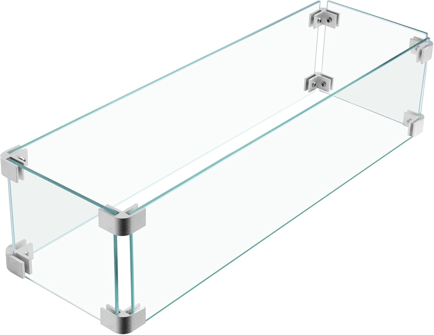 23x7x5.5 Fire Pit Glass Flame Wind Guard,Thick Tempered Glass ...