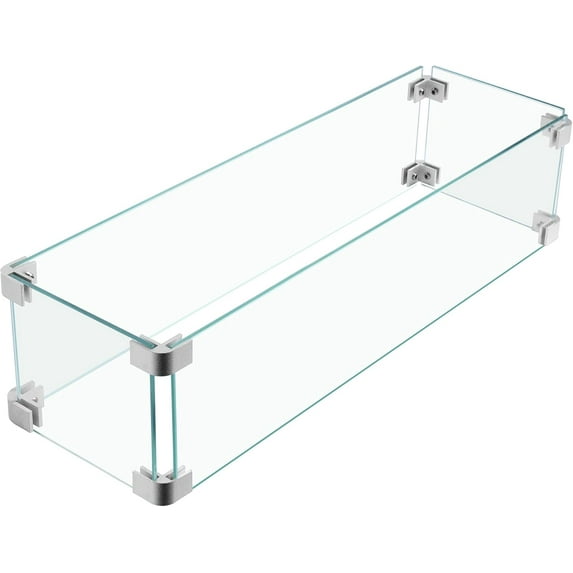 23x7x5.5 Fire Pit Glass Flame Wind Guard,Thick Tempered Glass ...