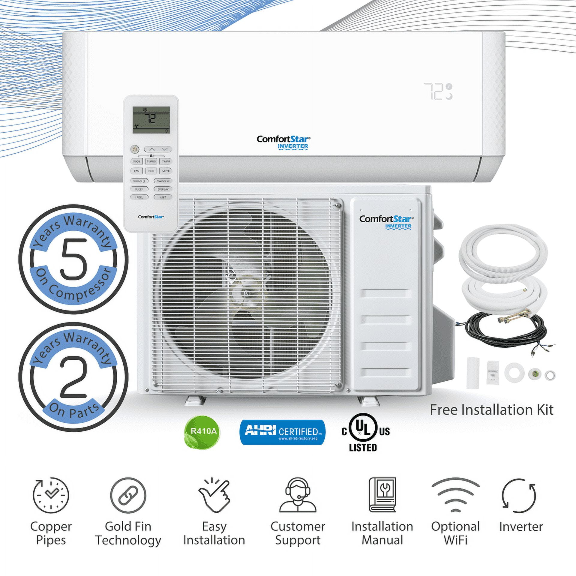 Comfort Star 24,000 BTU Efficient Air Conditioner & Heater, Ductless ...