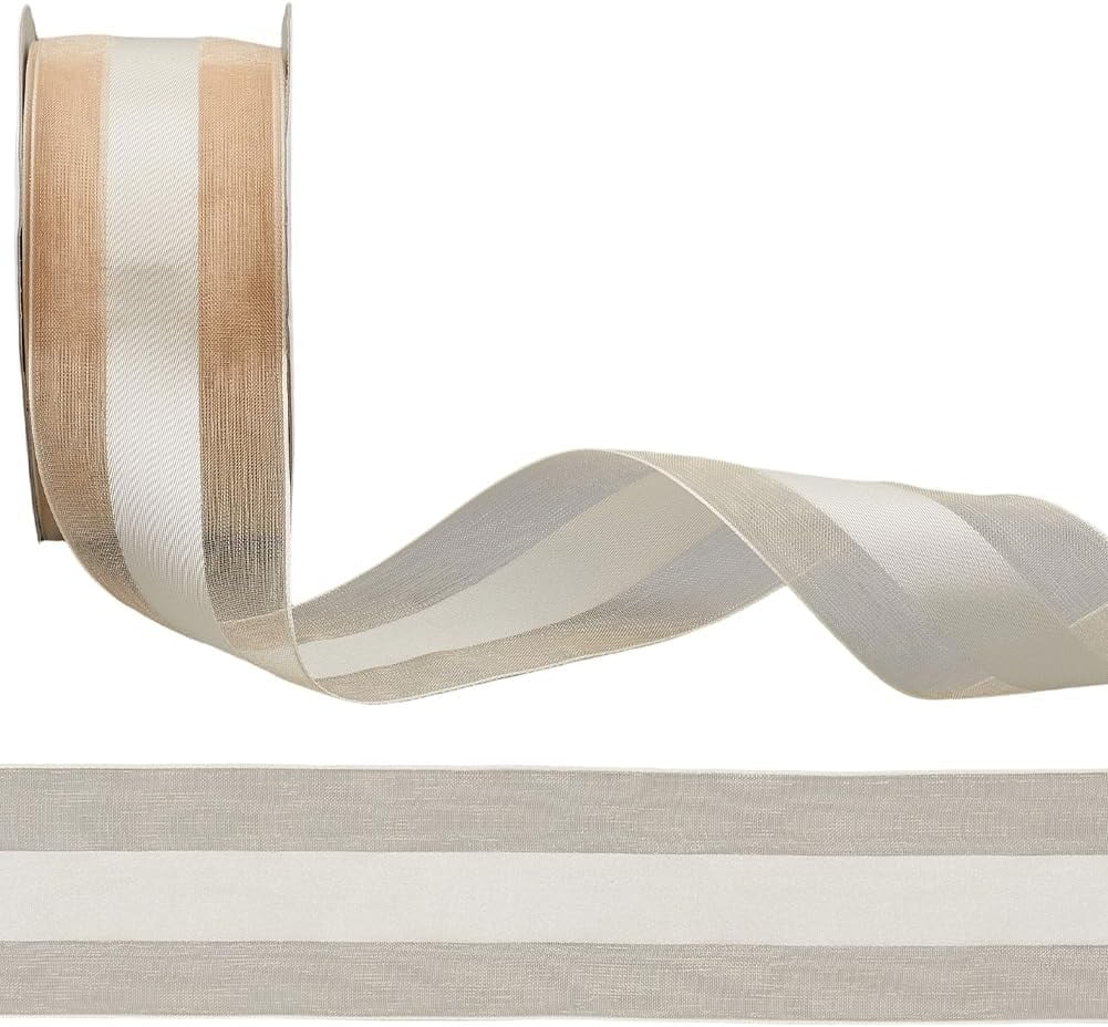 24.06 Yards 1 5/8 Inch Gold Tulle Ribbon Solid Color Sheer Chiffon Silk ...