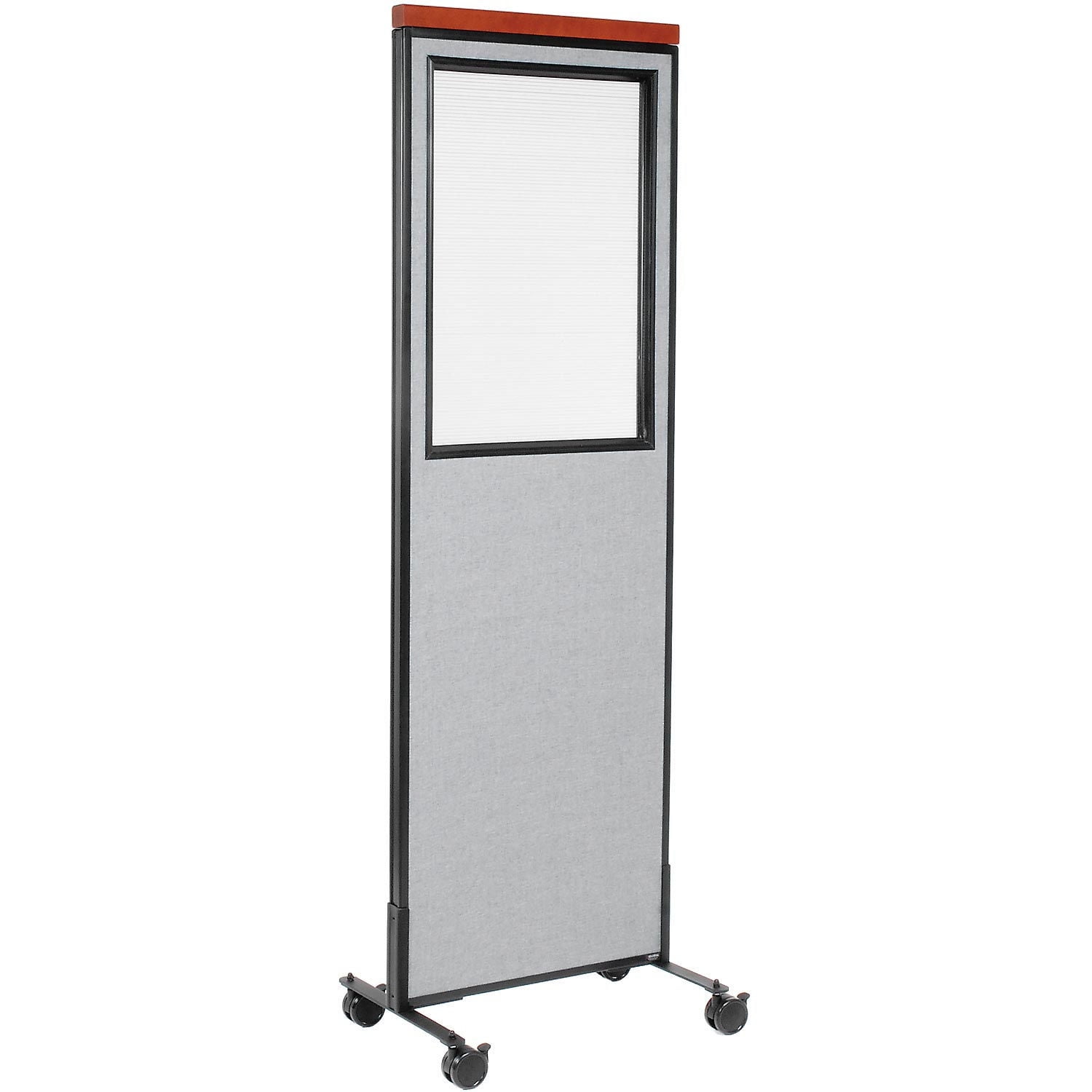 24-1/4"W x 100-1/2"H Deluxe Mobile Office Partition Panel with Partial ...