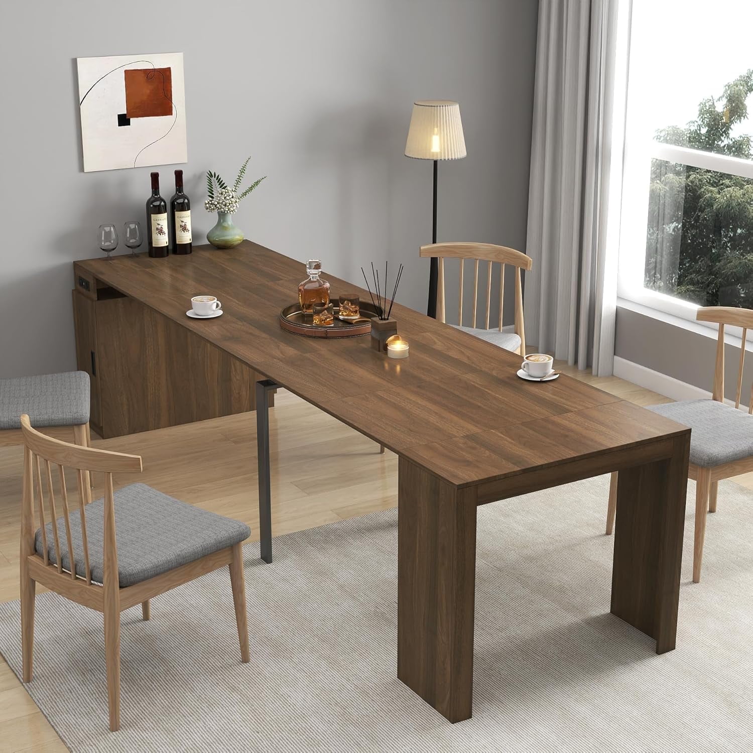 24"-118" Extendable Dining Table with Storage for 2-12 People, Modern ...