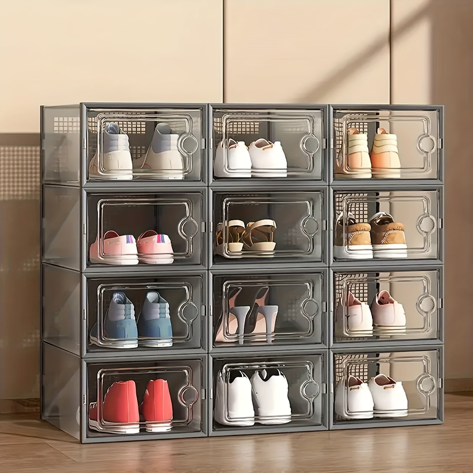 24/12/6 Thickened Transparent Shoe Boxes with Lids - Foldable Stackable ...
