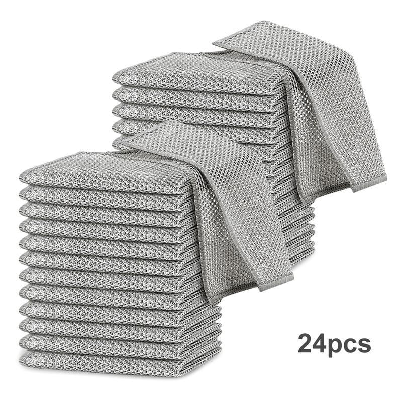 24/12 Counts Dishwashing Rags for Wet and Dry Multipurpose Stainless ...