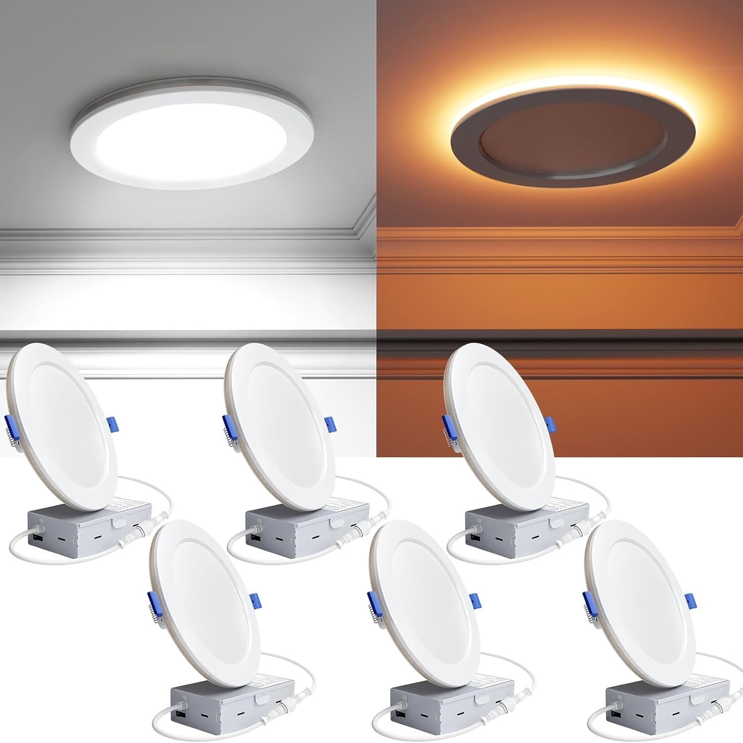 24/12-Pack 6-Inch 2200K-5000K Dimmable LED Recessed Night Lights ...