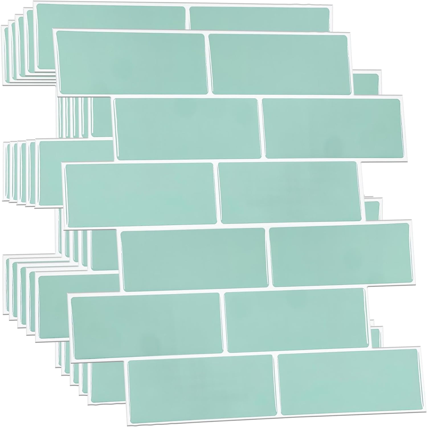 24 12" X 6" Capri Sea Glossy 3D Metro Tile Stickers Peel And Stick ...