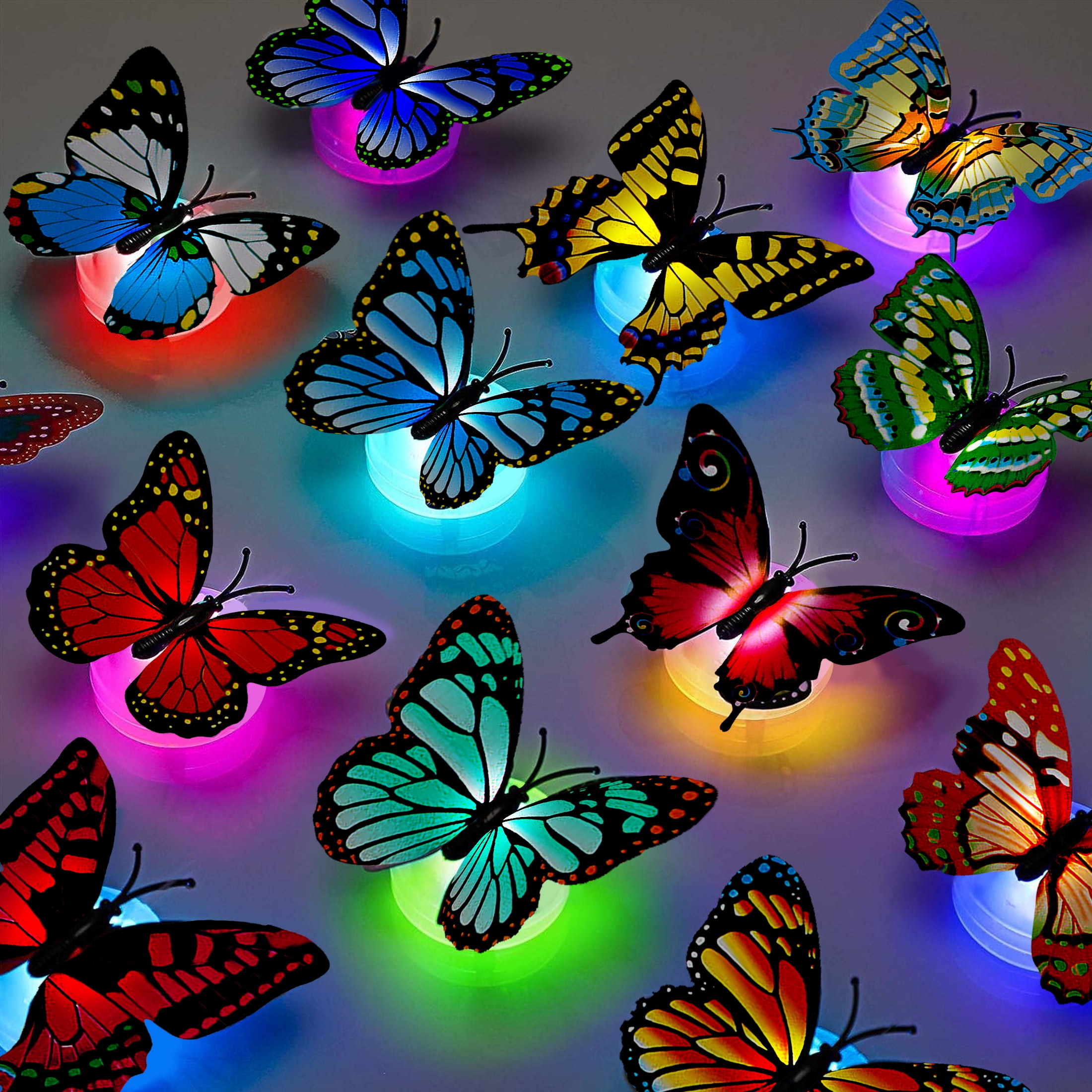 24pcs 3D LED Butterfly Wall Stickers Lights, EEEkit Colorful Butterfly ...