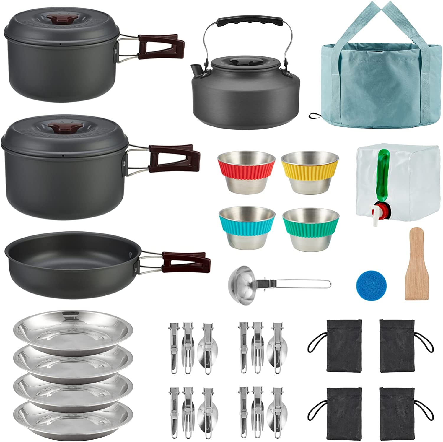 24/13/11/8/4 PCS Camping Cookware Mess Kit Lightweight Backpacking ...