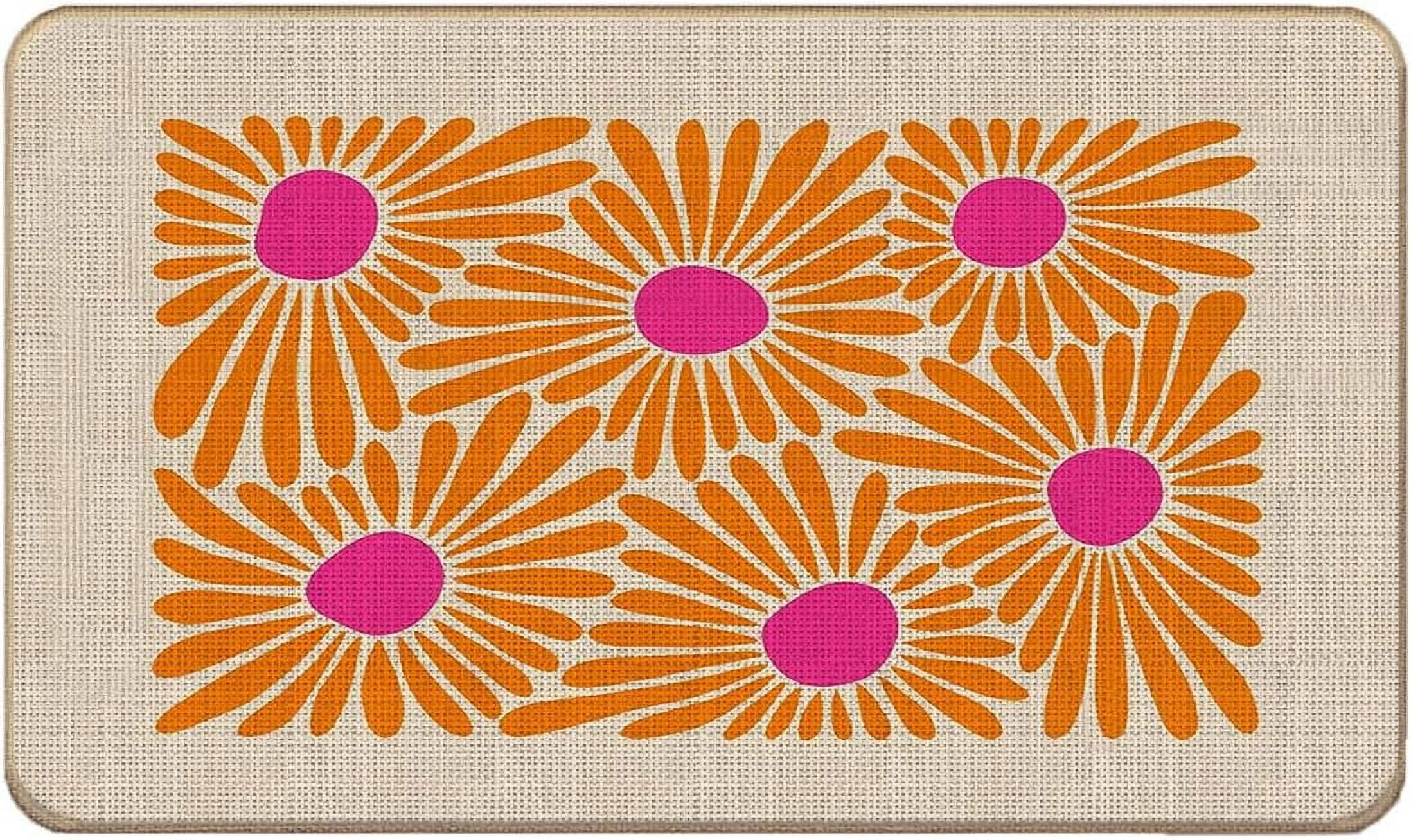 24*16inches Floral Door Mat, Groovy Daisy Flower Front Door Mat Indoor ...