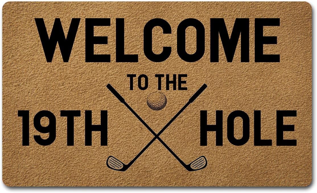 24*16inches Funny Welcome Mat with Rubber Back Welcome To The 19TH Hole ...