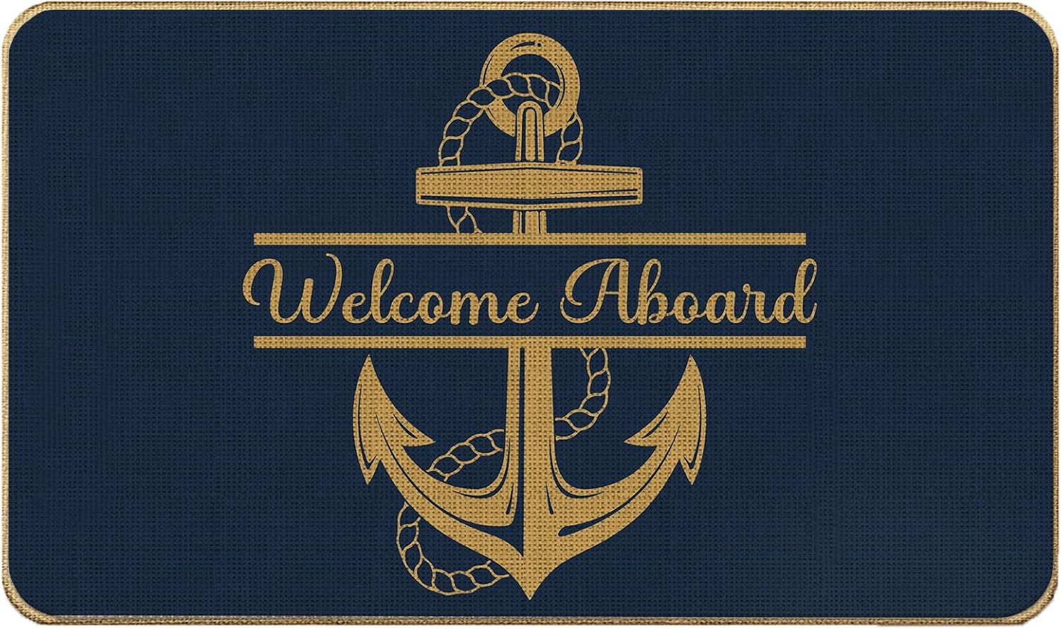 24*16inches Nautical Theme Welcome Aboard Rustic Anchor Rope Door Mat ...