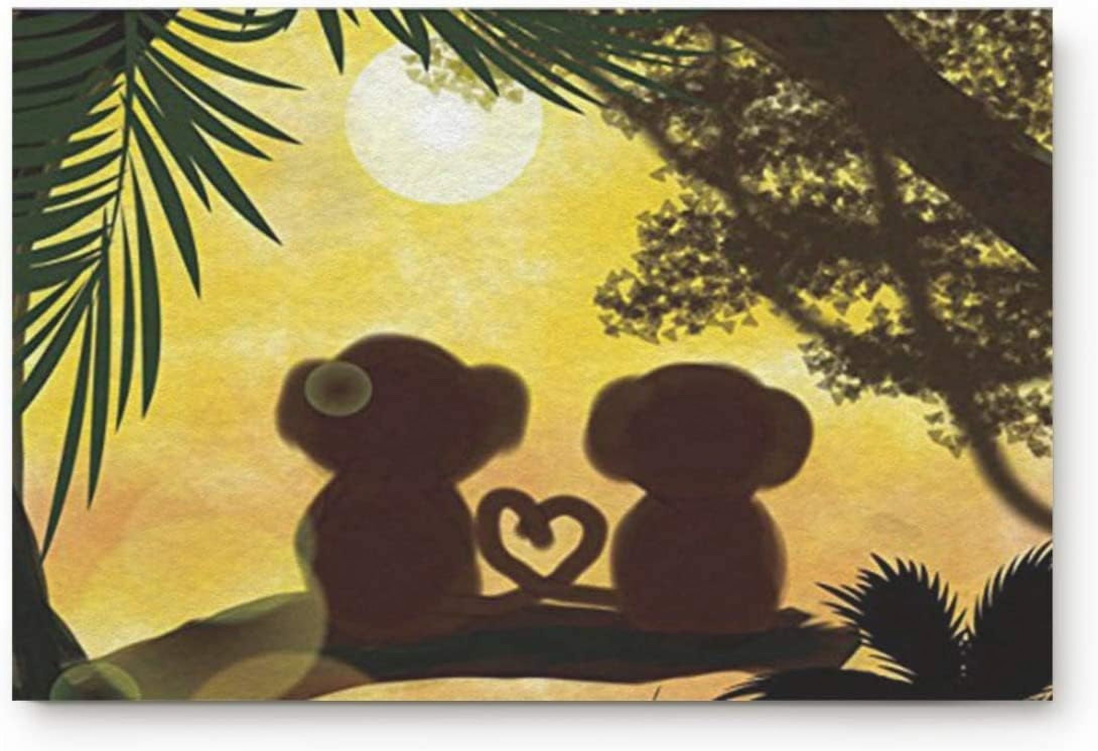 24*16inches Practical Doormat for Home Entrance Cute Couple Monkey ...