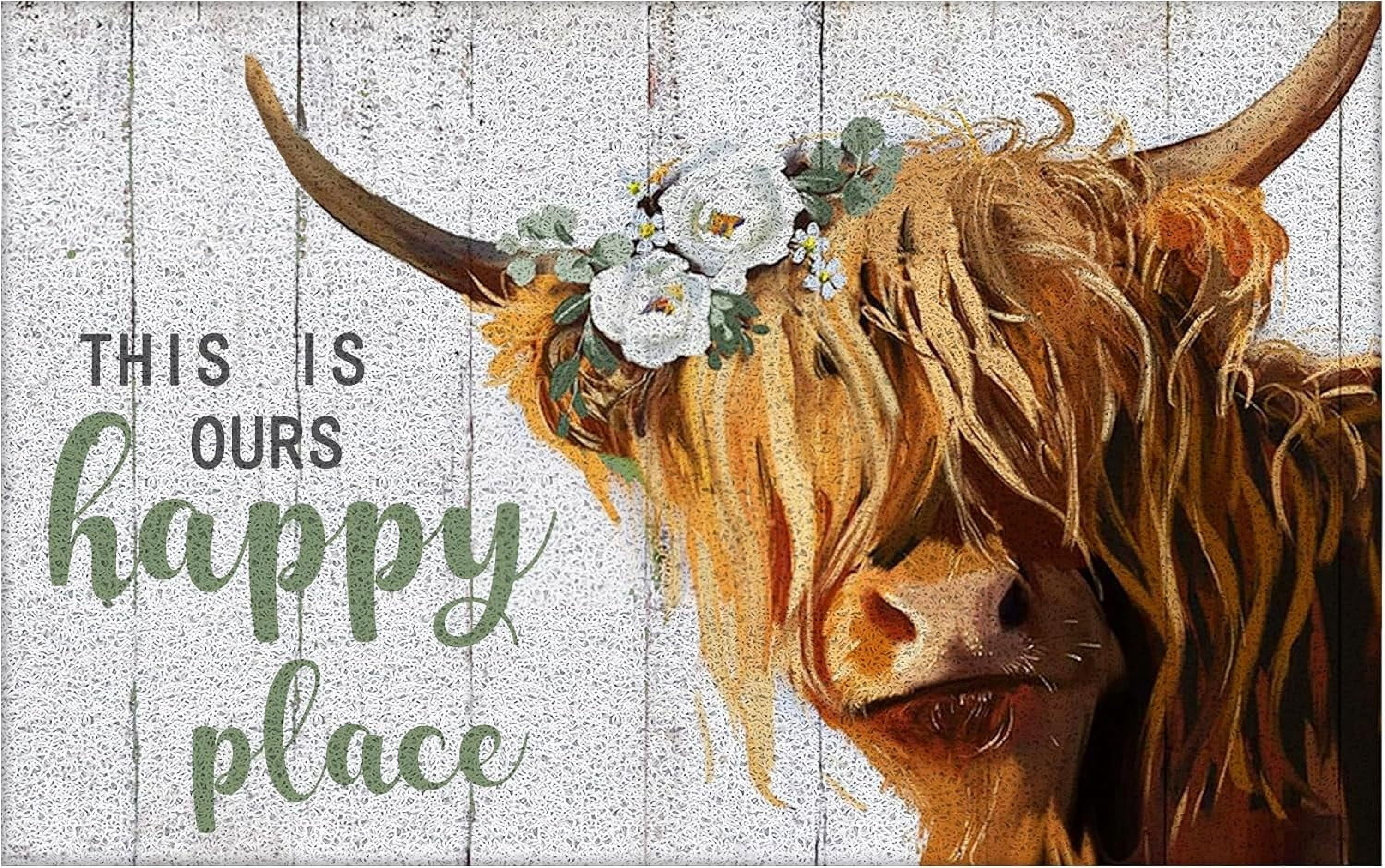 24*16inches Rustic Highland Cow Door Mat, Western Door Mat, Highland ...