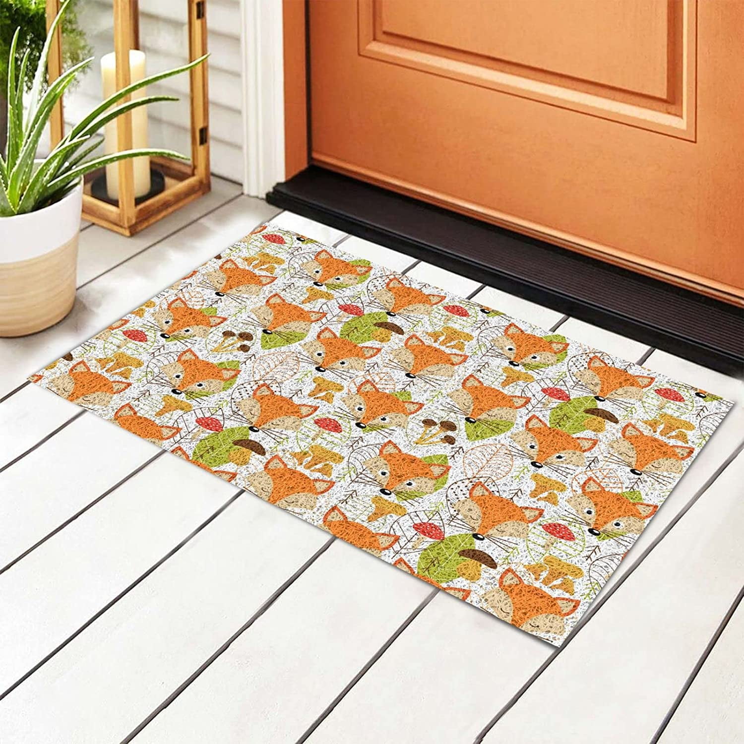24*16inches Welcome Mats for Front Door Fox Doormat Non-Slip Rubber Mat ...