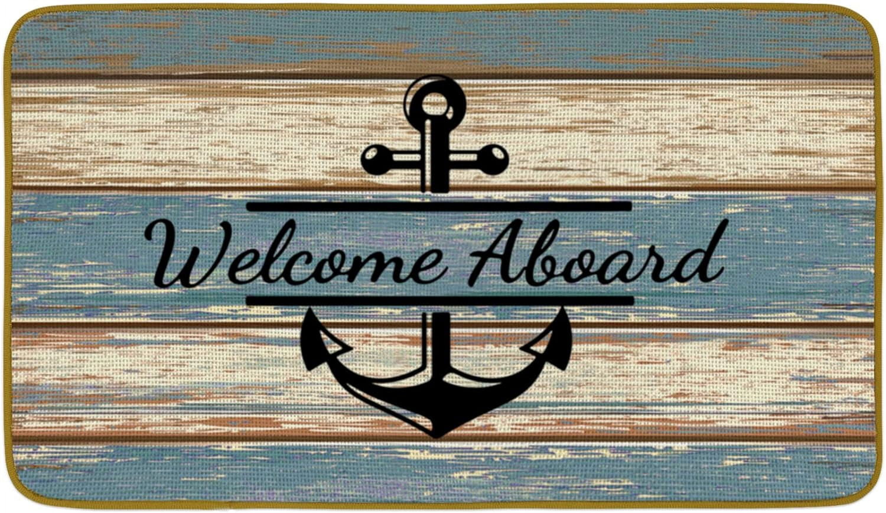 24*16inches Welcome Nautical Theme Decorative Doormat, Anchor Boat ...