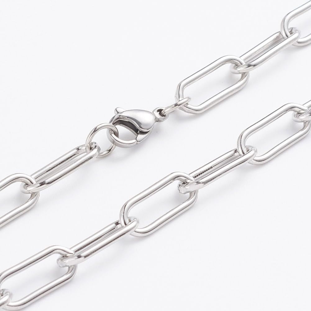 24.21 inch 304 Stainless Steel Paperclip Chain Necklace with Lobster ...