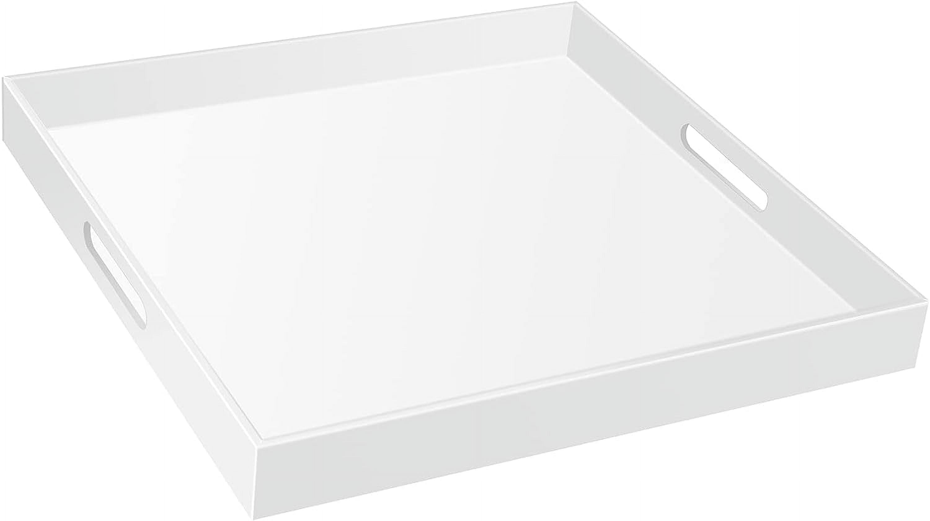 24×24 Inches Glossy White Acrylic Serving Tray with Handles Extra Large ...