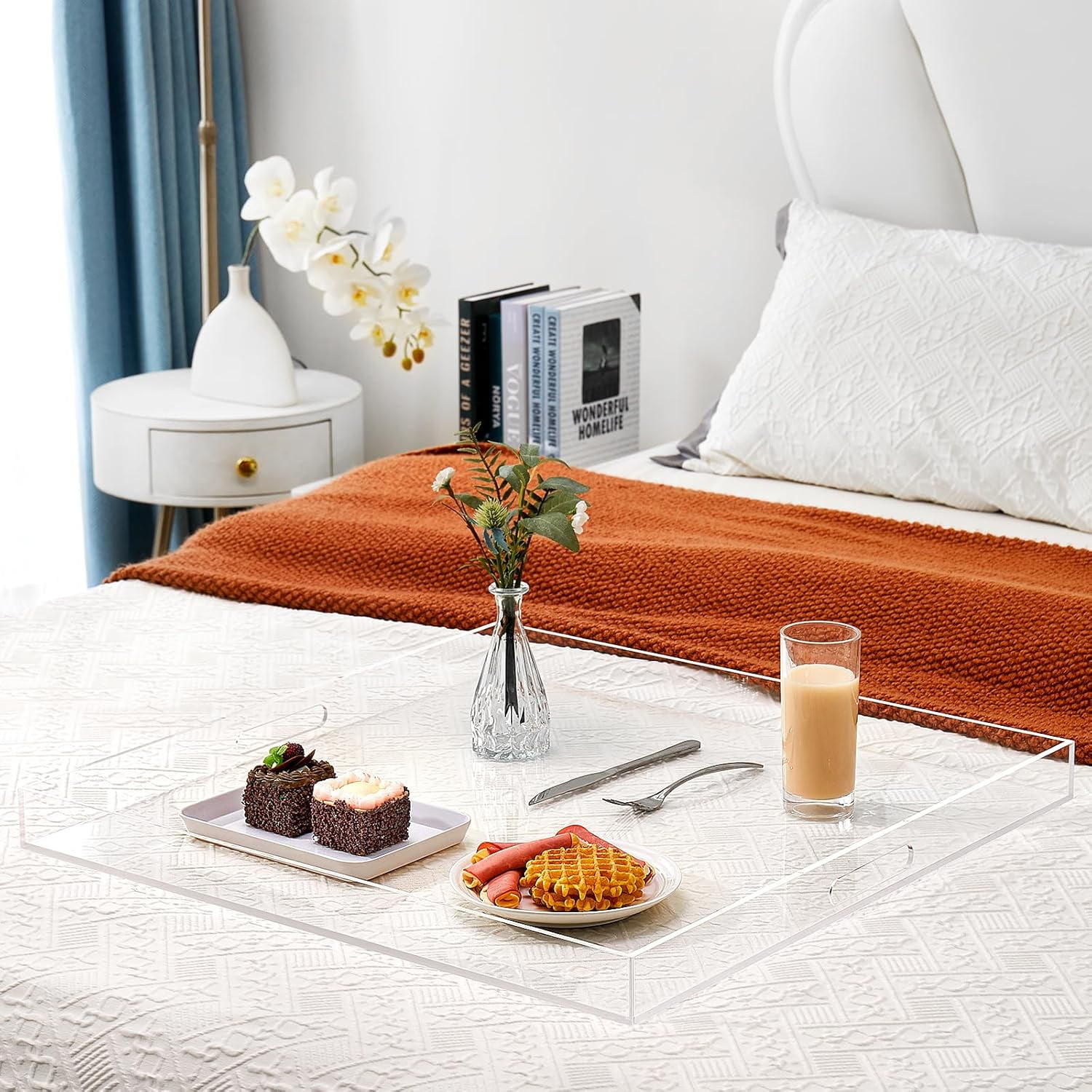 24×24 inches Oversized Clear Acrylic Ottoman Tray Extra Large ...