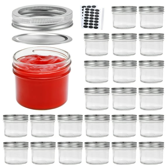 24/25/40/50 Pack 4oz Mason Jars with Silver Lids - Canning Jars for ...